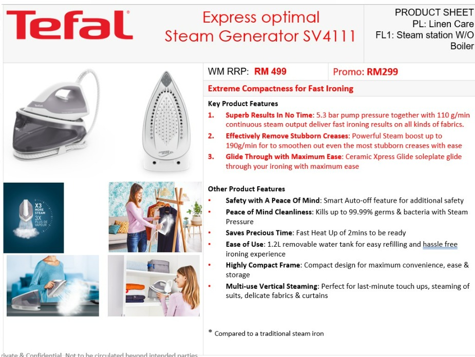 Tefal Steam Generator Iron SV4111 Express optimal / SV6116 Express Easy ...