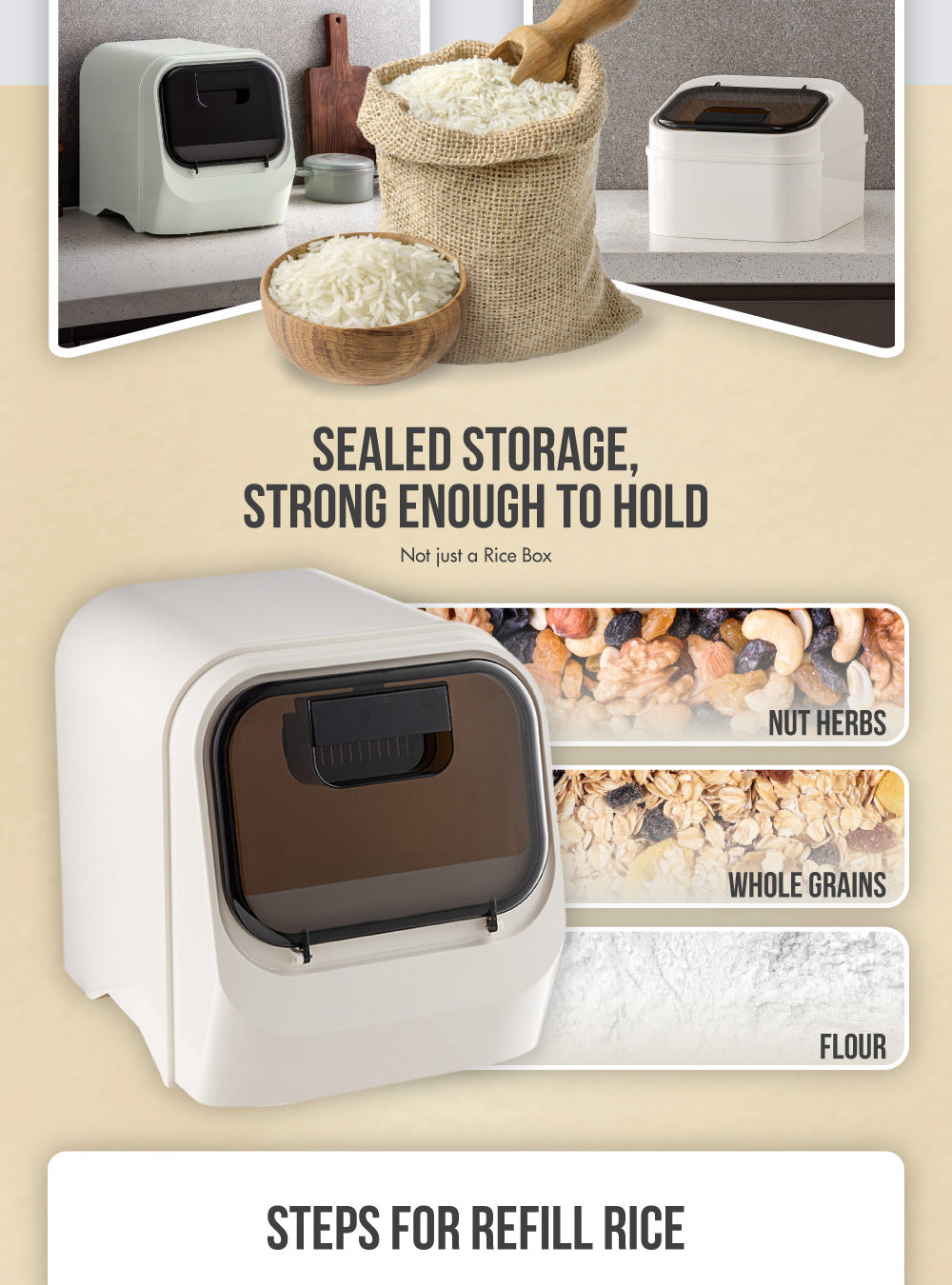 HOUZE - KitchenMate Moisture-Proof Airtight Locking Rice Container ...