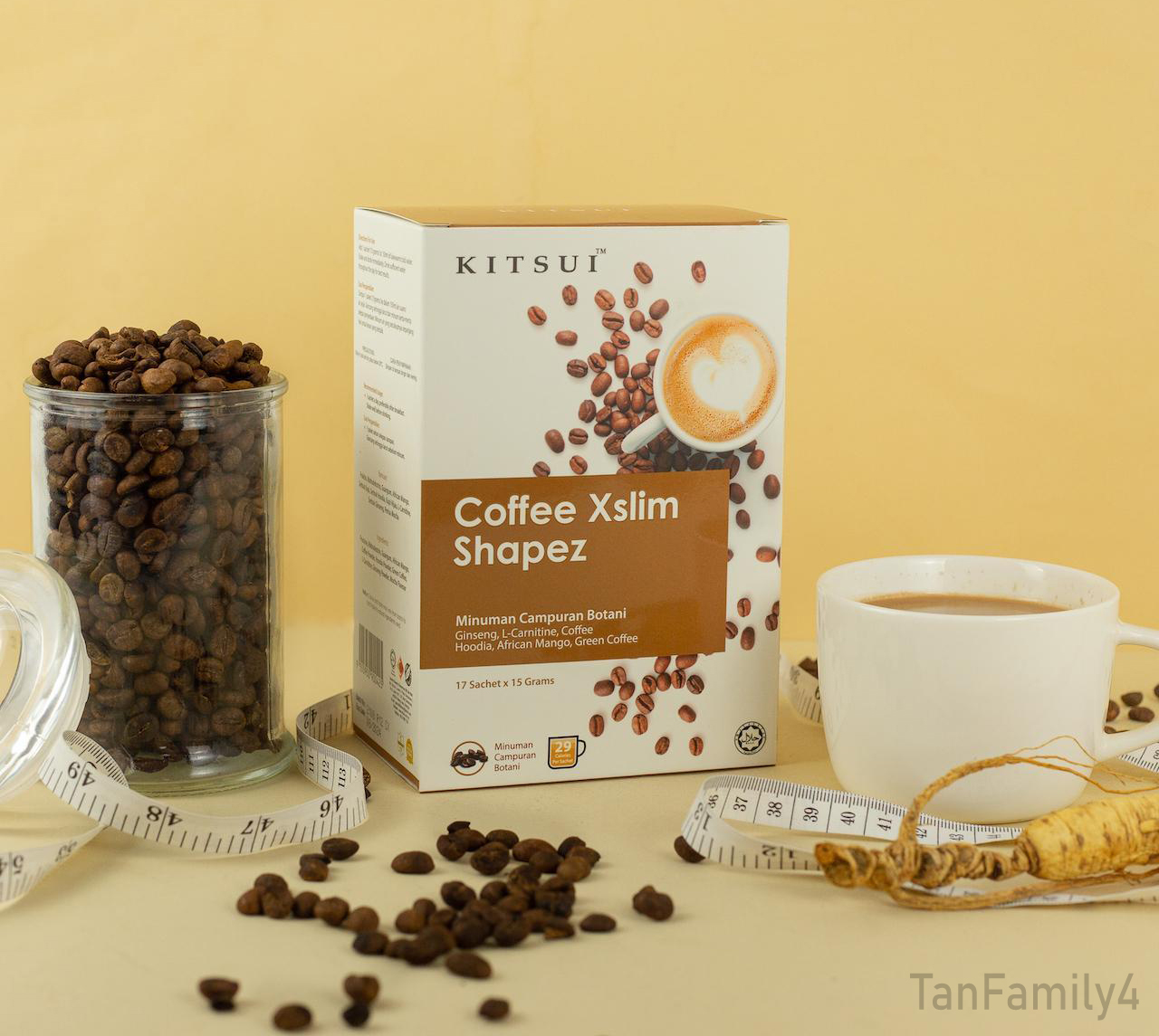 Kitsui Coffee Xslim Shapez (17 sachets x 15g) Ginseng Slimming Energy ...