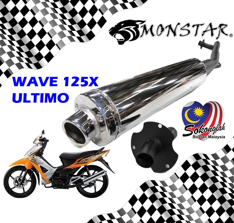 Motor Ekzos Wave 125X Ultimo 28mm Moto Std Racing exzos muffler Open ...