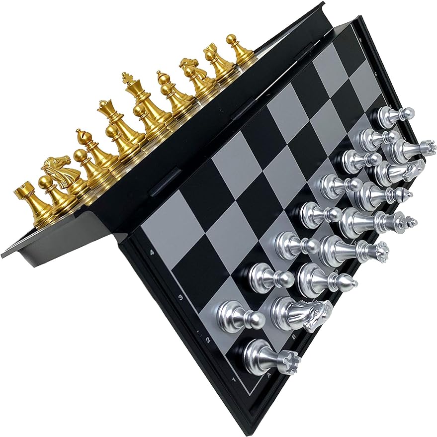 UB Premium Magnetic Folding Chess Set Gold & Silver International Chess ...