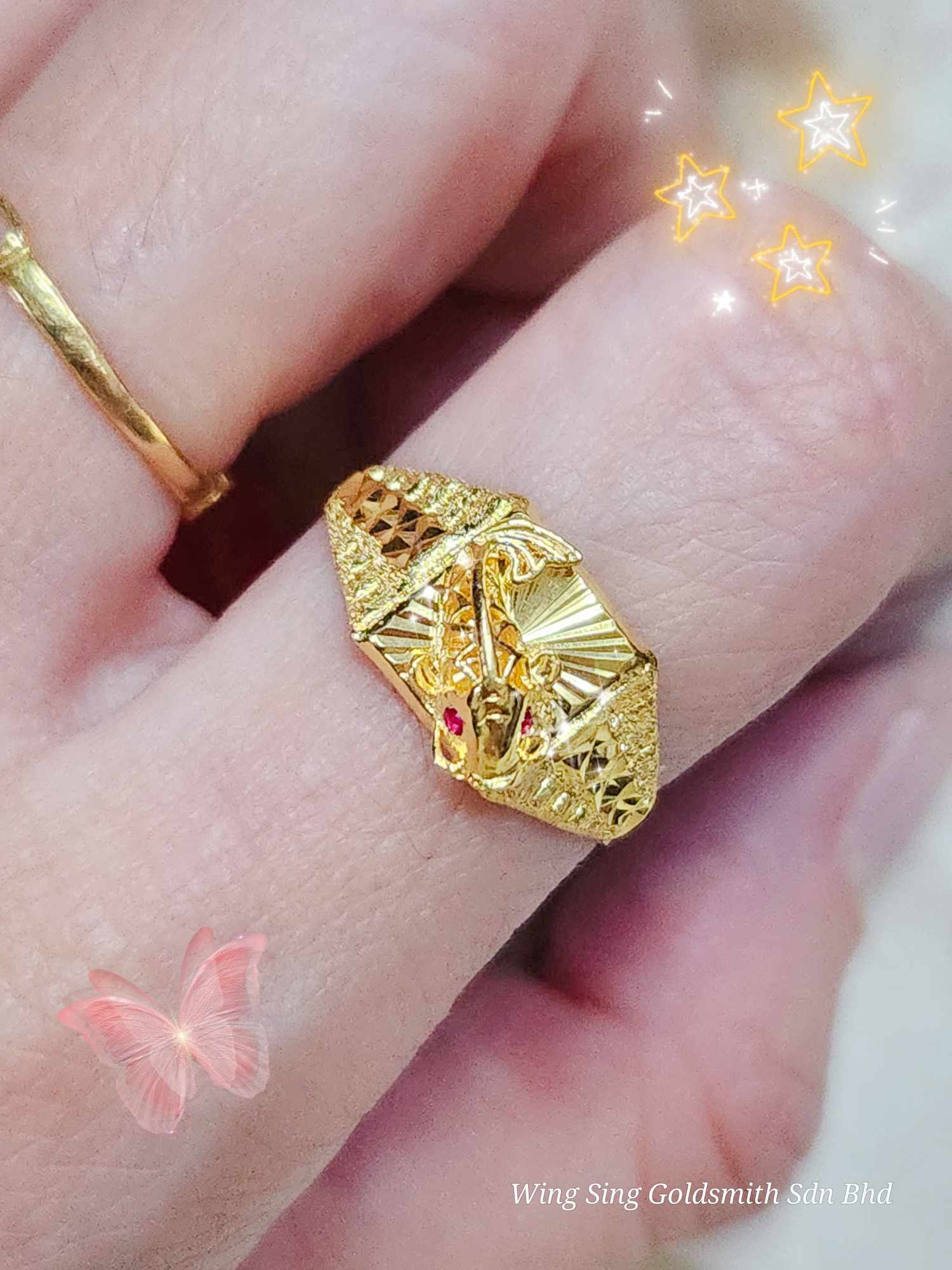 Wing Sing 916 Gold Bajet Koi Prosperity Fish Men Ring / Cincin Ikan ...