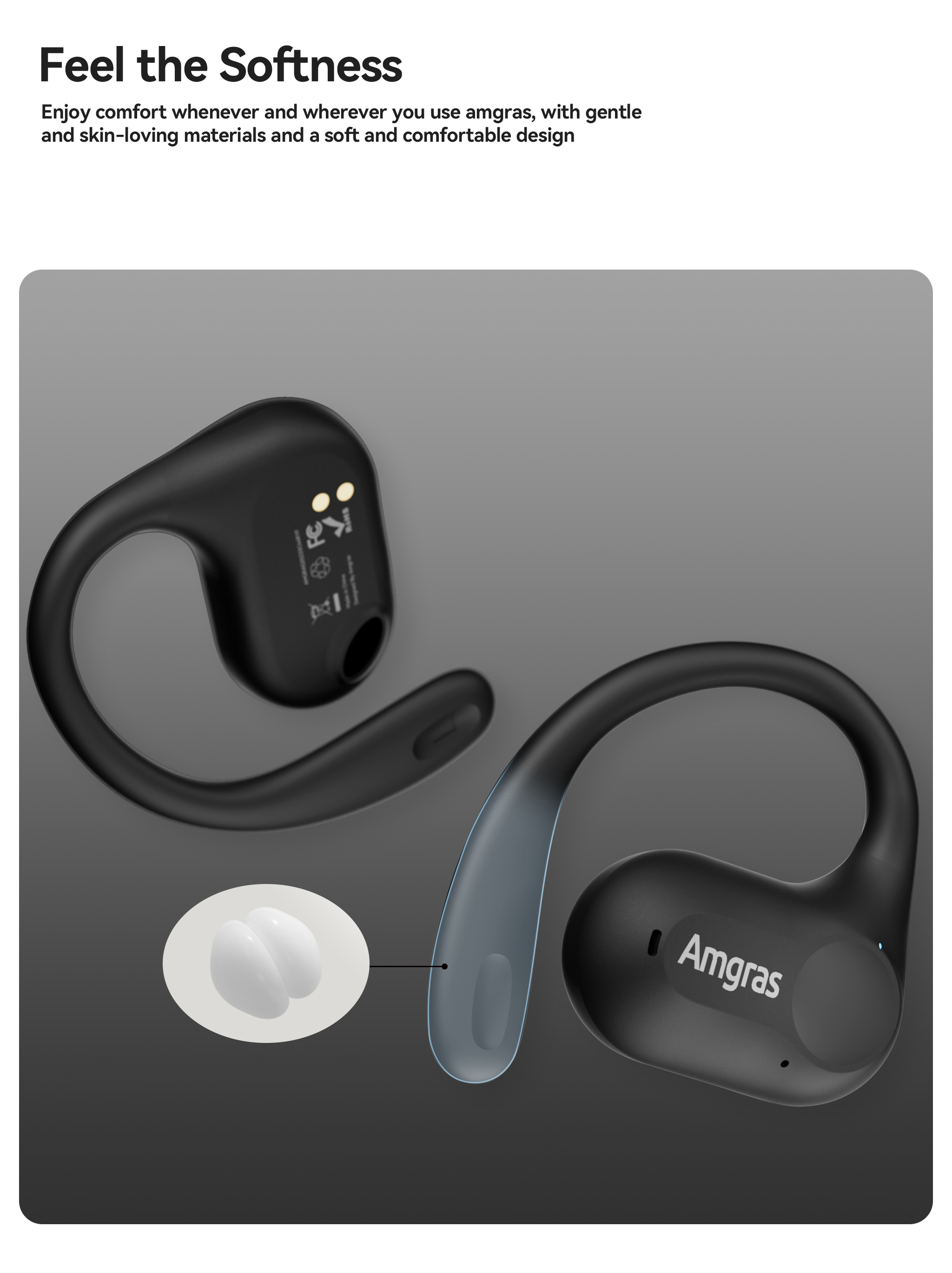 Amgras OpenEcho Ⅲ Ultra Air Conduction Earphone Bluetooth Low Latency ...