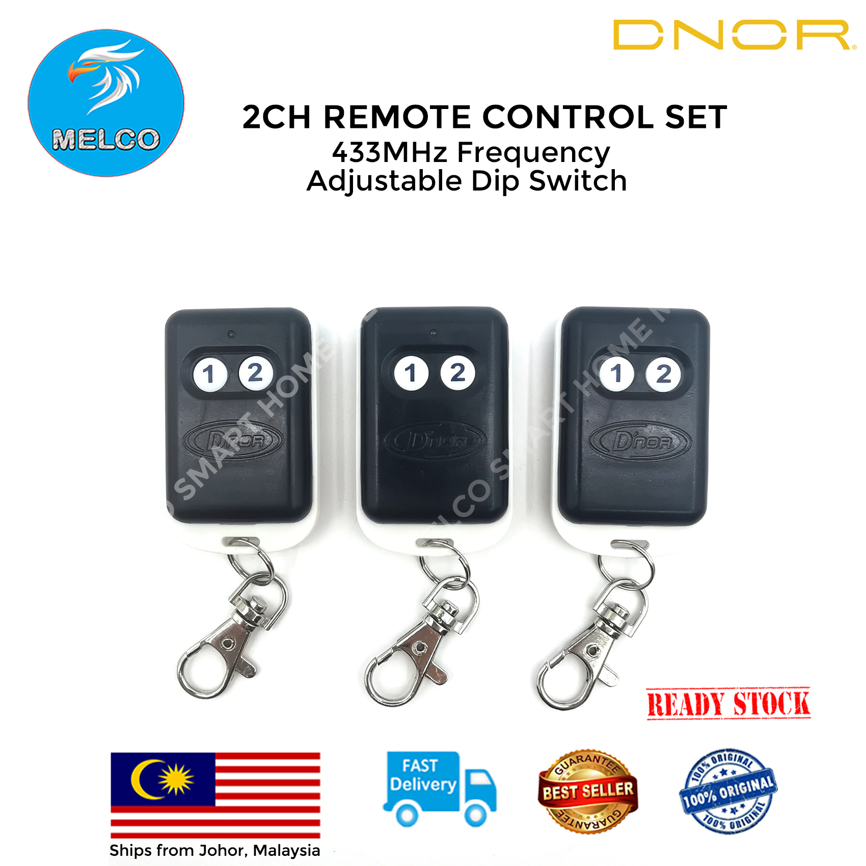 Dnor 2 channel Autogate Remote Controller 433Mhz 8 pin dip code type ...