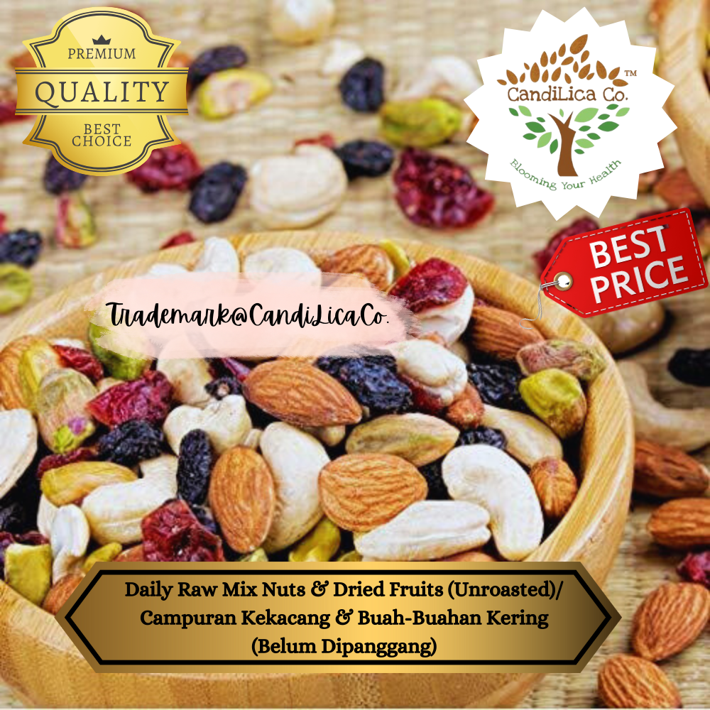 CandiLica Co. Daily Raw Mix Nuts & Dried Fruits (Unroasted)/Campuran ...