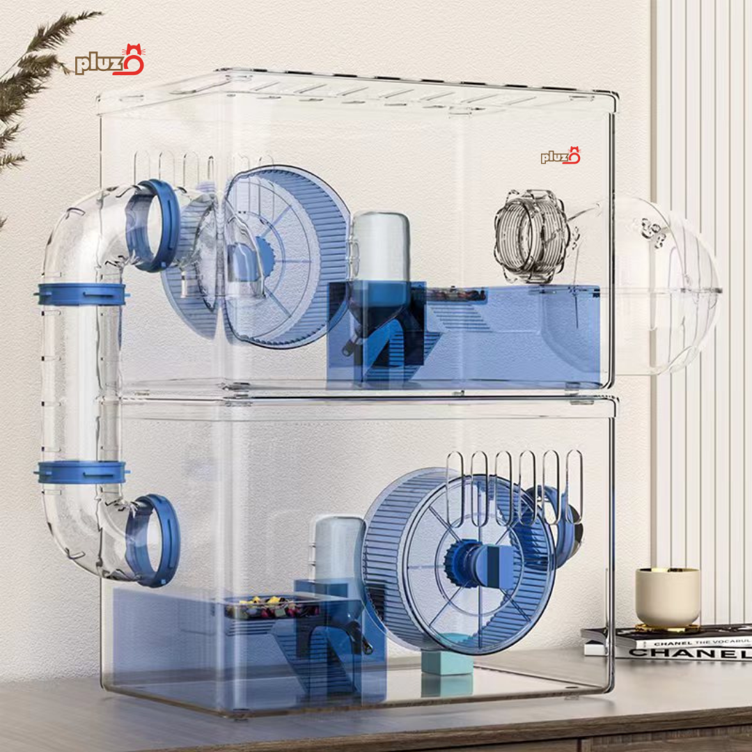 VILLA Transparent Premium Hamster Cage Habitats Acrylic toys modern luxury design Hedgehog ...