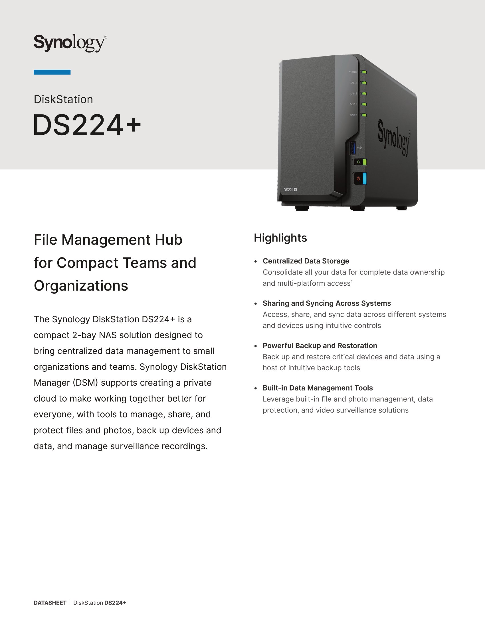 Synology DS224+ NAS DiskStation 2-Bays with Quad Core CPU, 2GB Memory ... Synology DS224+ NAS DiskStation 2-Bays with Quad Core CPU, 2GB Memory ...