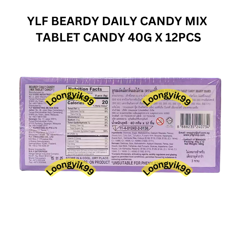 YLF BEARDY DAILY CANDY MIX TABLET CANDY 40G X 12PCS HALAL | Shopee Malaysia