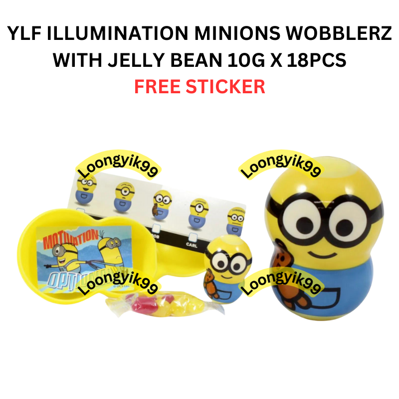 YLF ILLUMINATION MINIONS WOBBLERZ WITH JELLY BEAN FREE STICKER 10G X ...