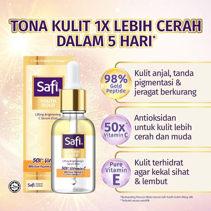 Safi Youth Gold Serum Elixir 30ml 50X Vitamin C Lifting Brightening C ...