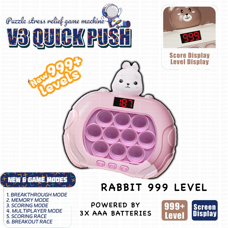 999 Level Quick Push Game Console Pop It Whack-A-Mole Electronic Toy ...