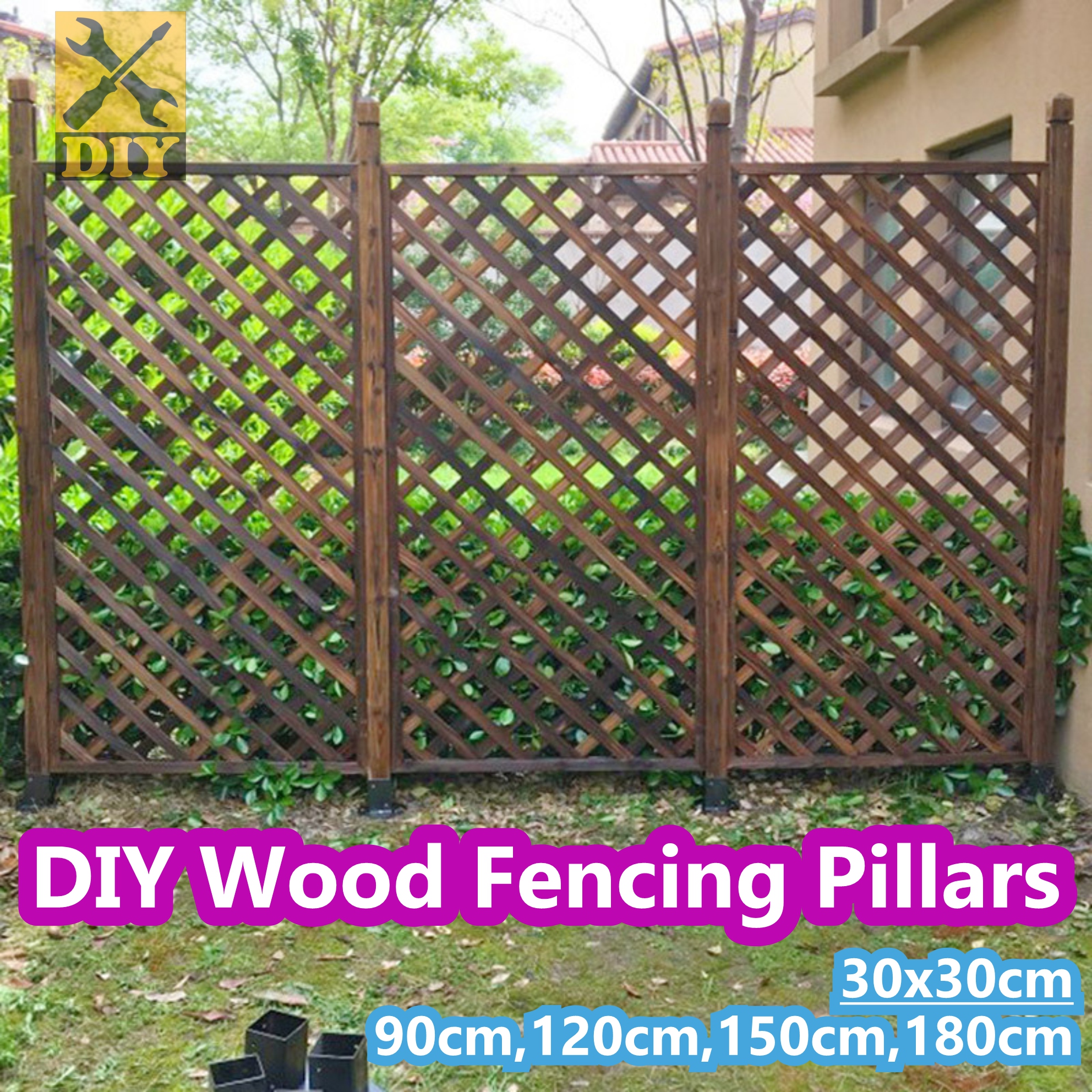 Pagar Kayu Wood Fencing Pillar Accessories Wood Partition Garden Fence ...