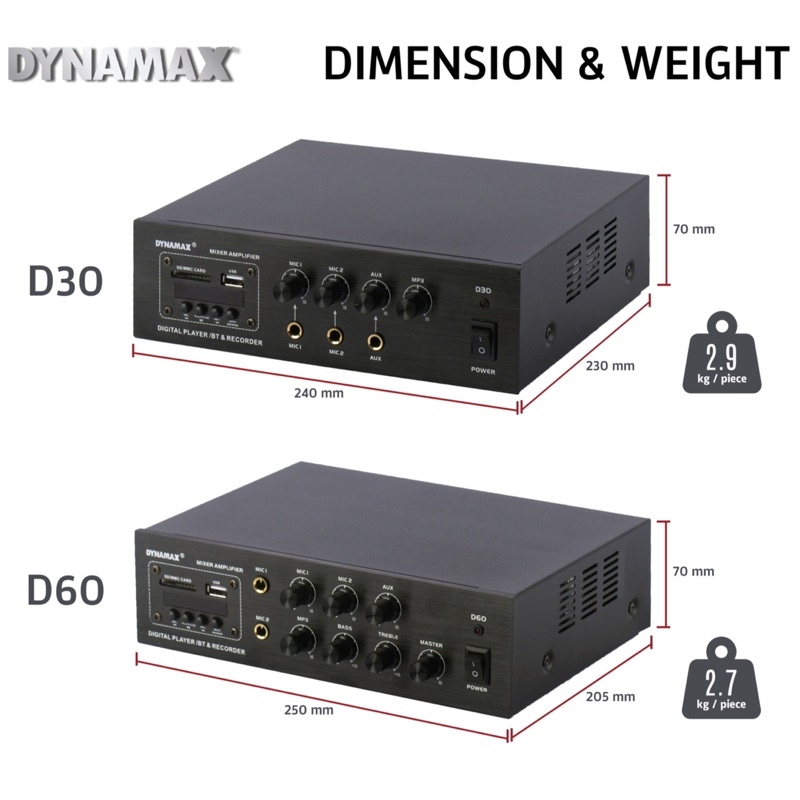 Denn DMA30 Dynamax D60 Amplifier 50W + 2/4/6/8 unit JDM FS202T 2.5 ...