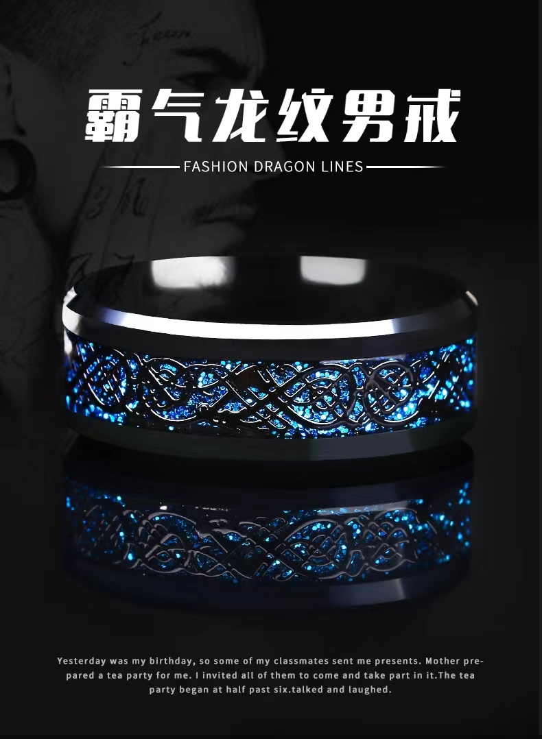 8mm 316L dragon ring fashion men ring male ring gangster ring boss ring ...
