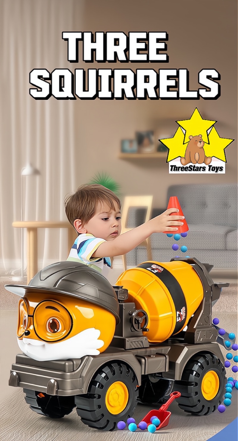 Three Squirrels Truck Toys Excavator Mixer Truck Dumper Truck Toys ...