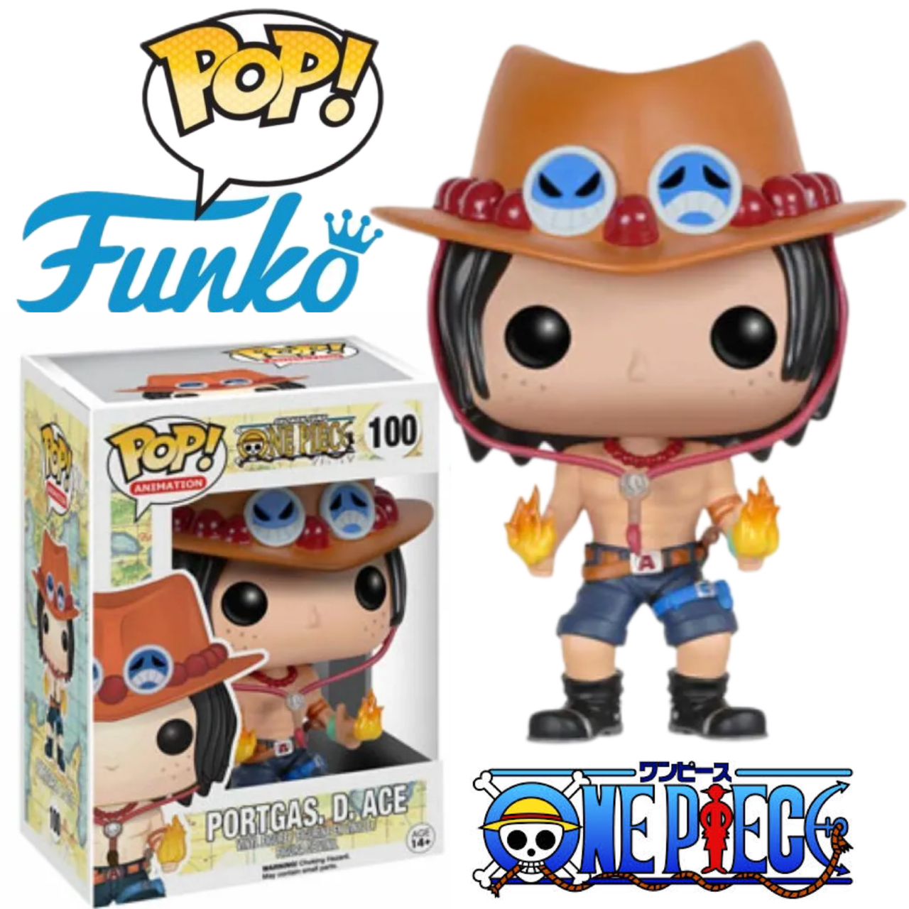 Funko Pop Vinyl Animation One Piece 100 Portgas.D.Ace Collectible ...