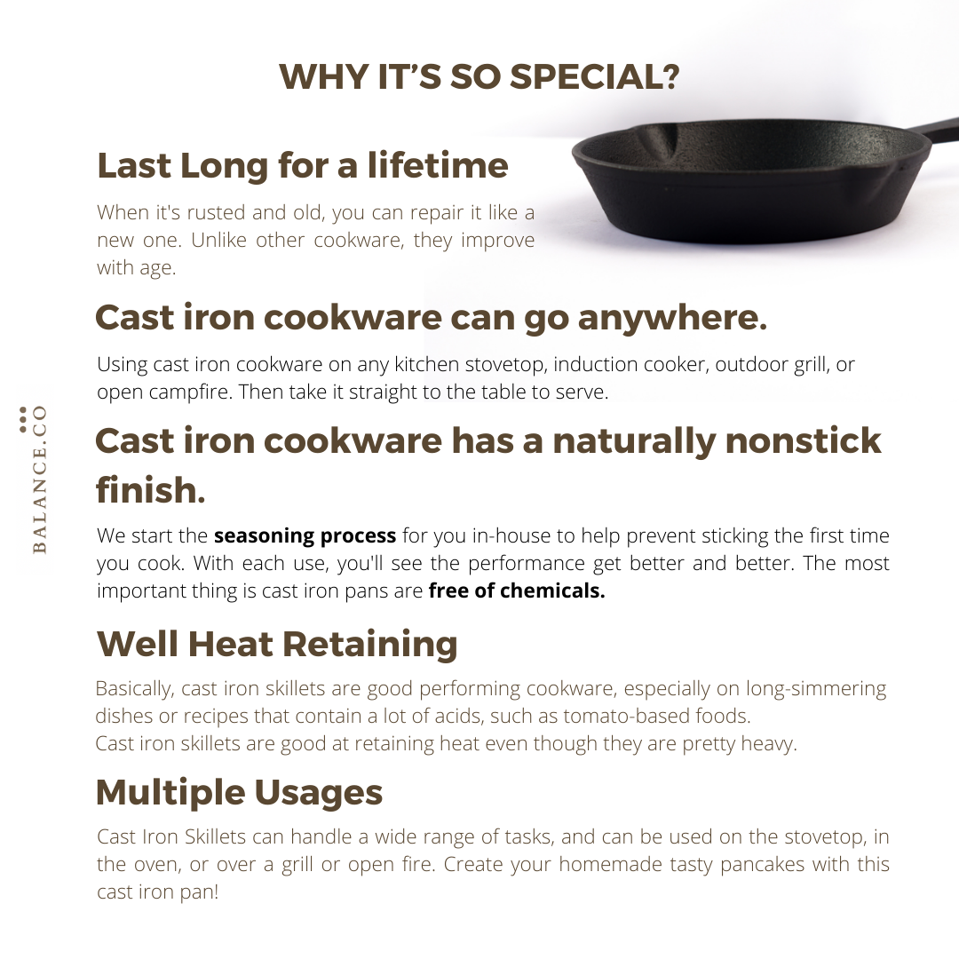 Balance.co Twosome Pre-seasoned Pure Cast Iron Combo Skillet Frying Pan ...