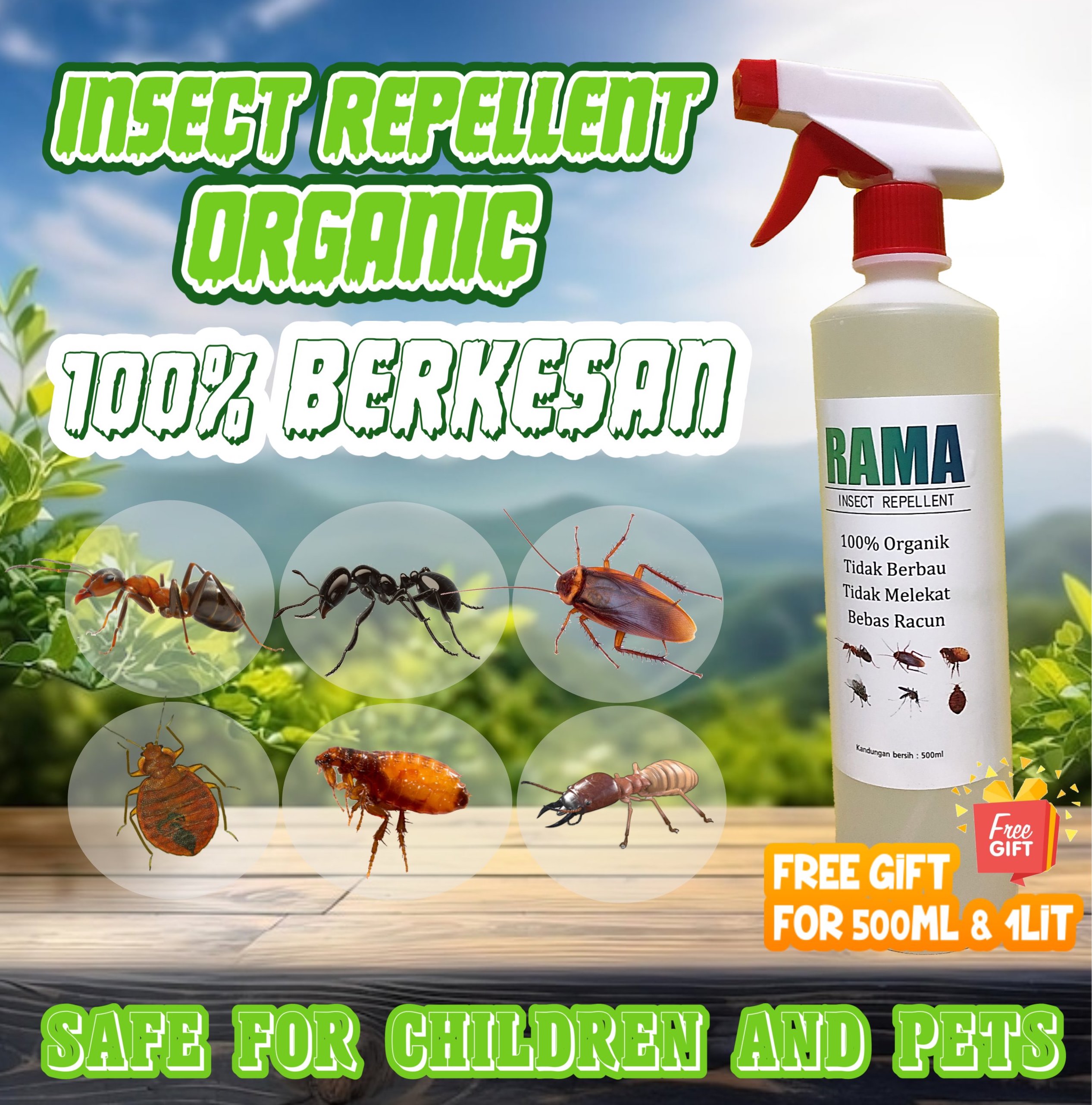 RAMA Insect Repellent | Spray Serangga Organik ( Semut, Lipas, Kutu, Pepijat, Anai-anai dan ...