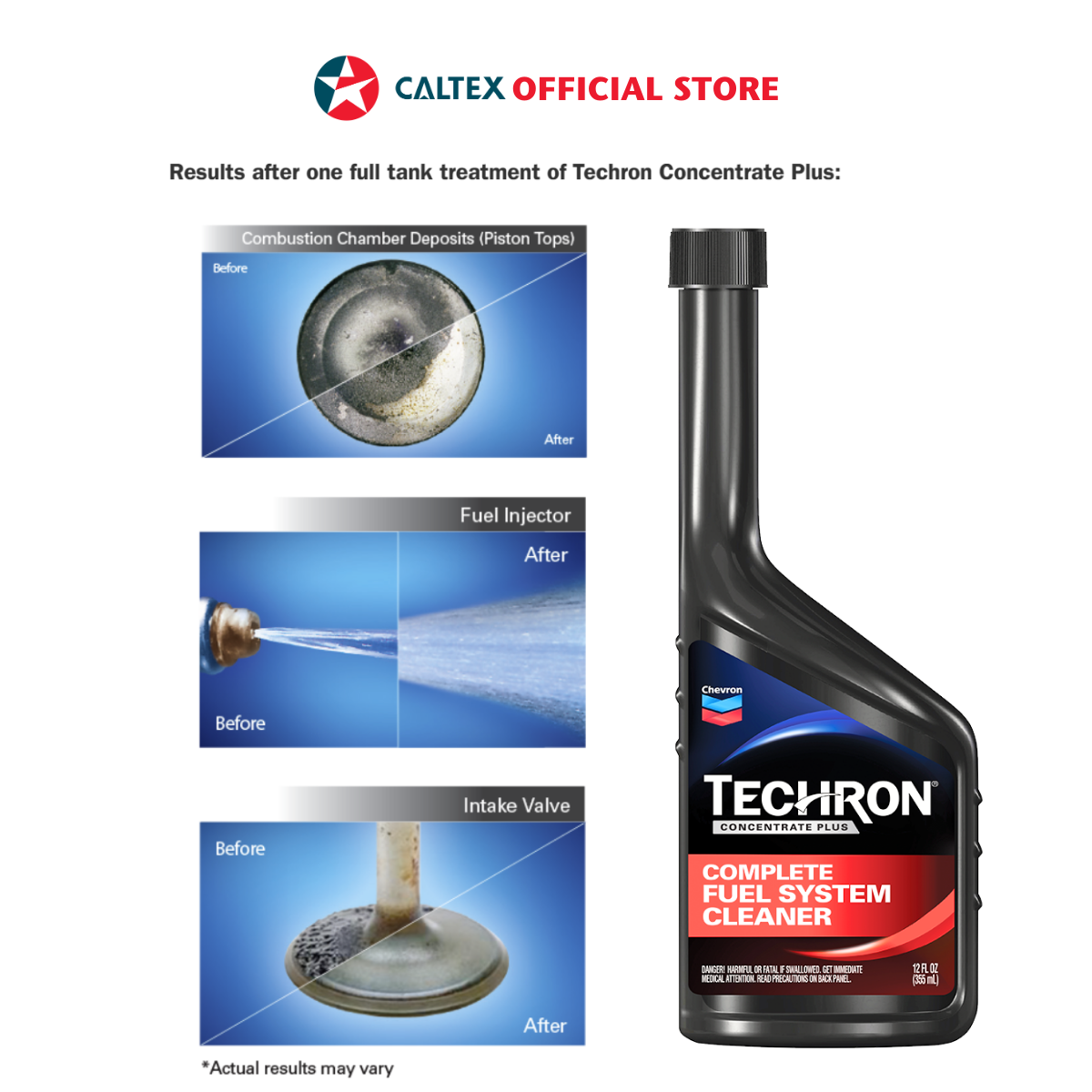 Caltex Techron Concentrate Plus Fuel System Cleaner (355ml x 2 Bottles ...