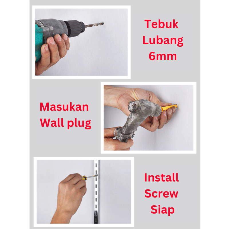 SW Full Set Lengkap Rel Dinding Tegak AA Dengan Braket L Rel Sokongan ...