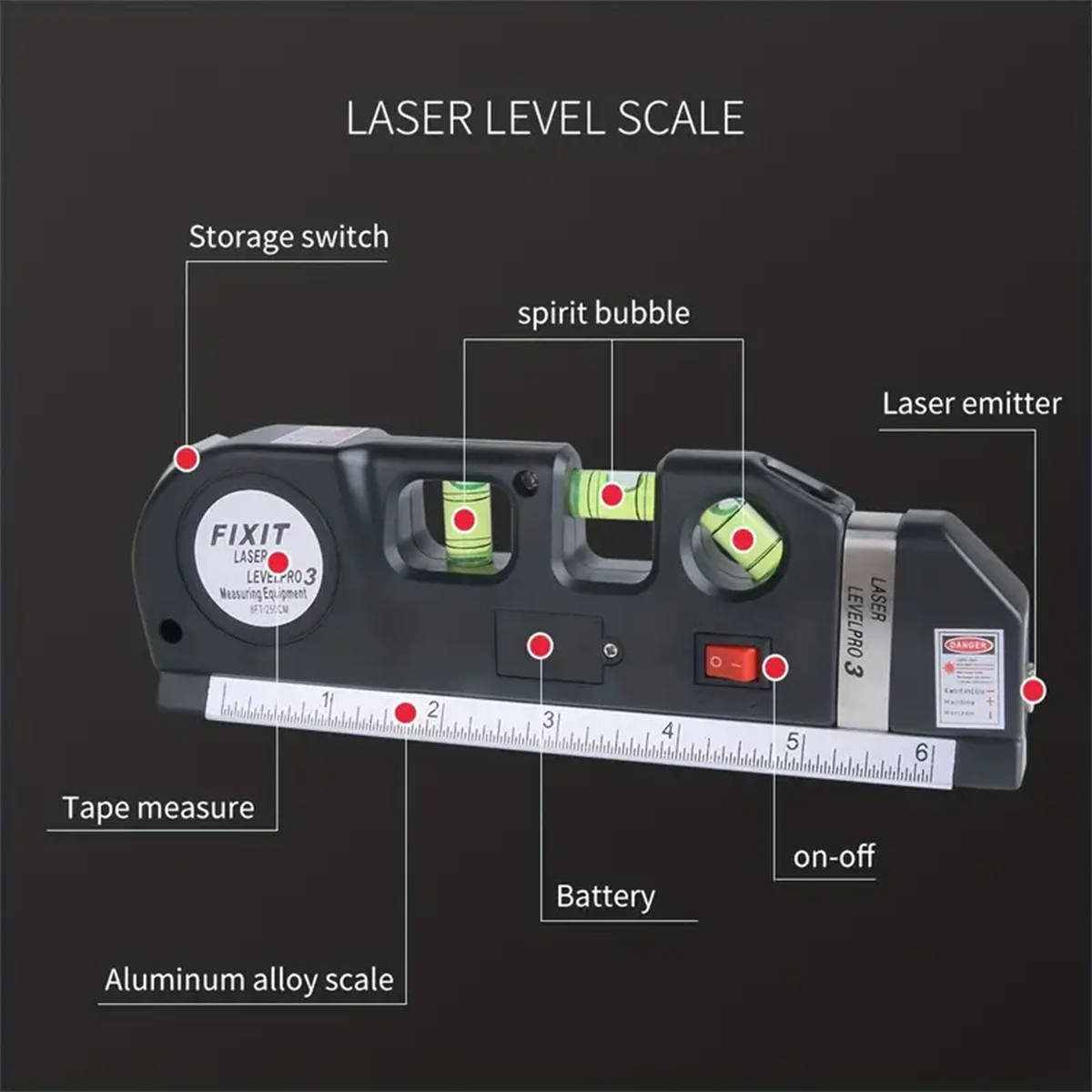 Home Store Fixit Laser LevelPro3 4 dalam 1 Multipurpose Laser Level ...