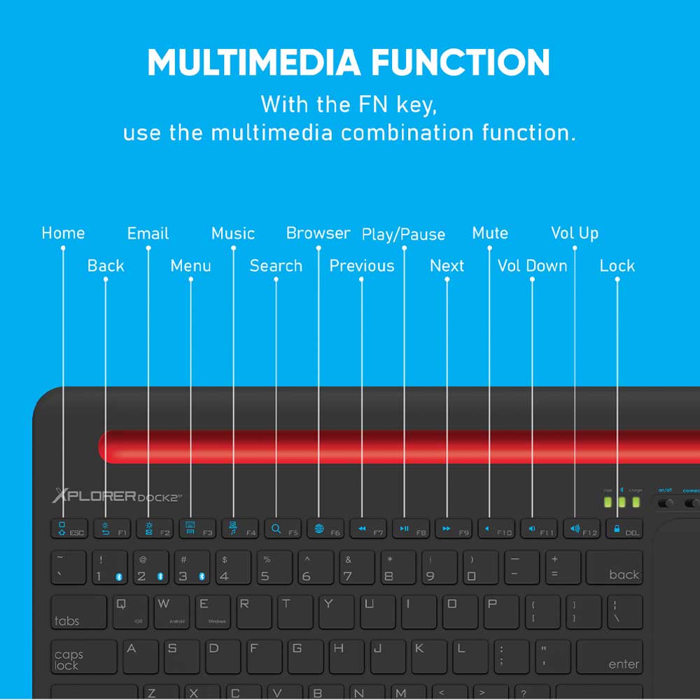 Alcatroz Xplorer Dock 2 BT Bluetooth Ultra Slim Wireless Keyboard with ...