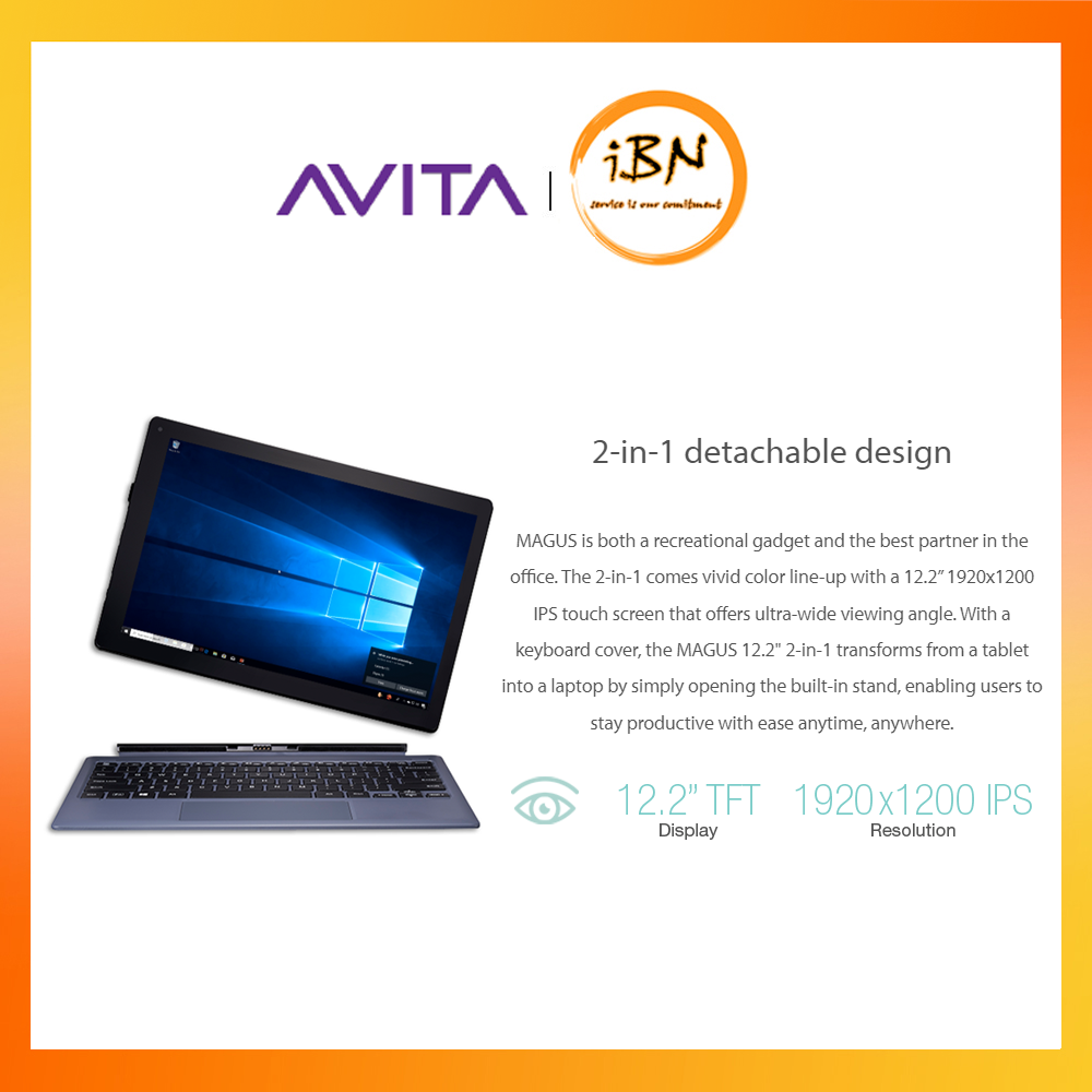 AVITA Magus 12.2" 2-in-1 Touch Screen Laptop Detachable Keyboard ...