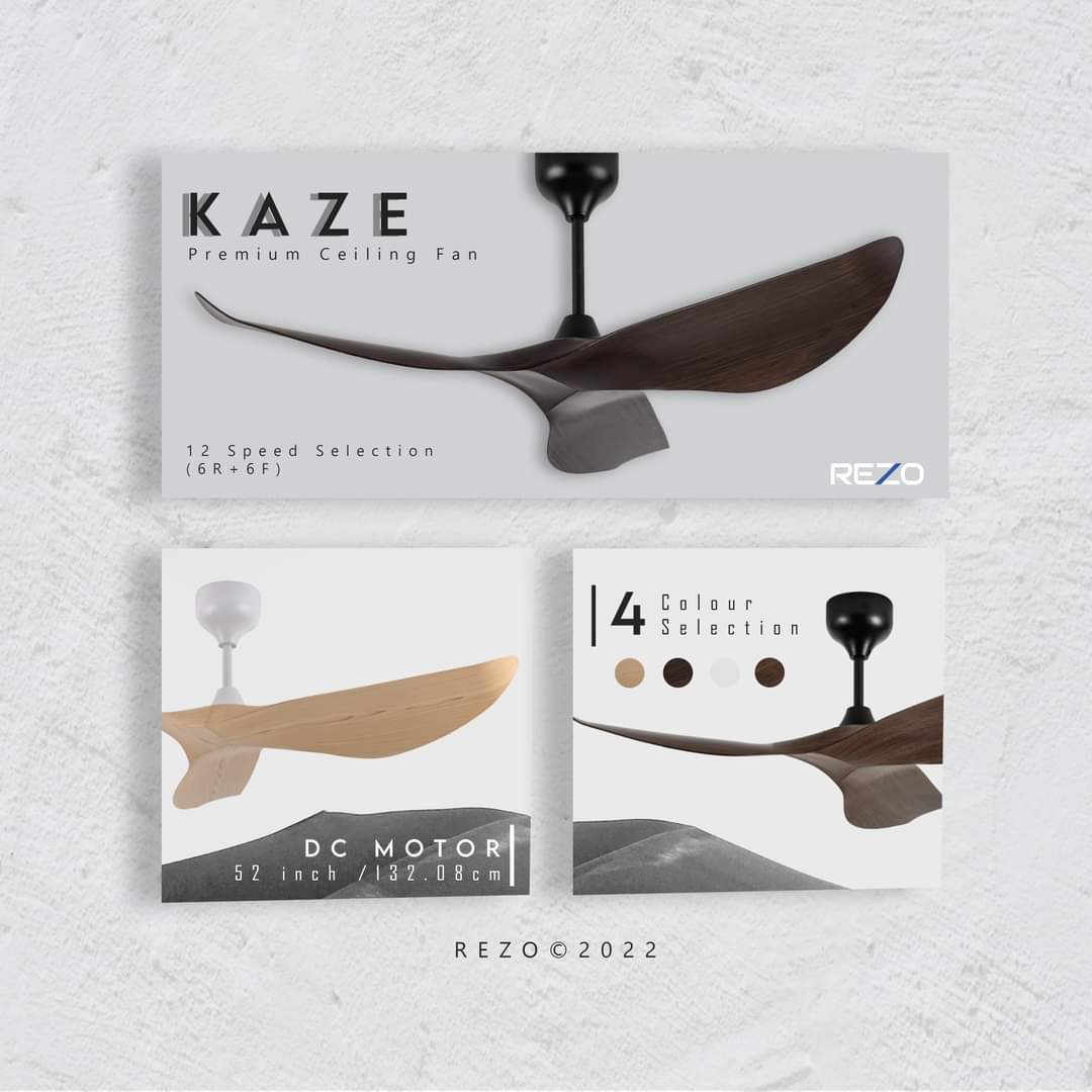 REZO KAZE 3B 52/38 inches DC Motor Ceiling Fan with Remote Control ...
