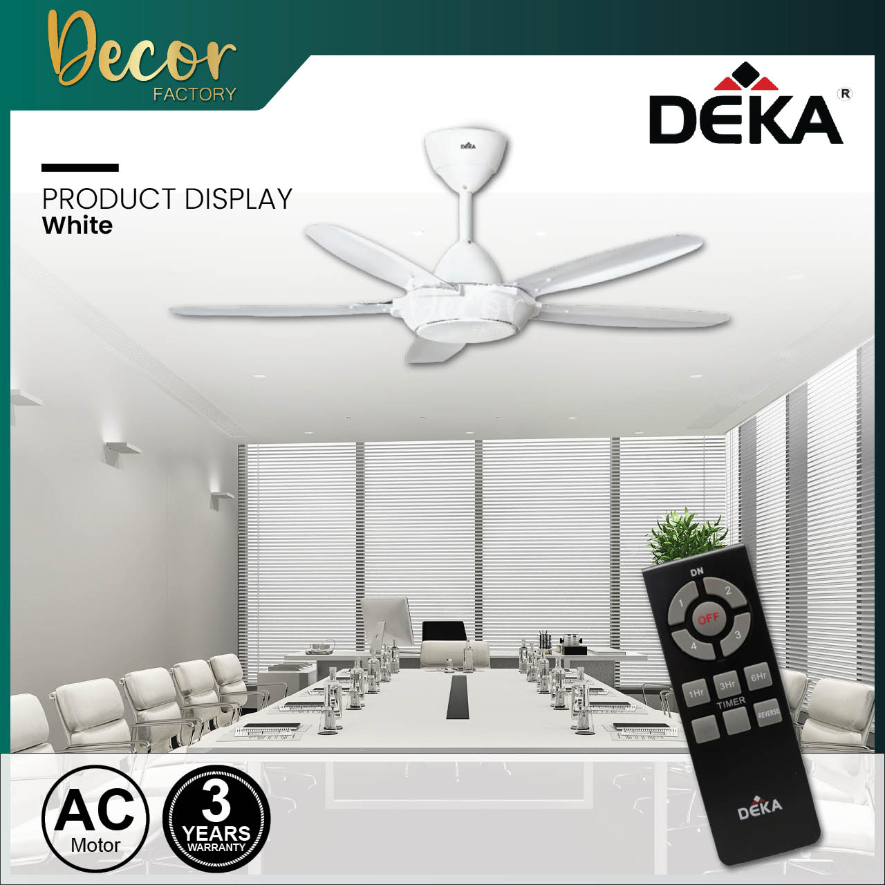 DEKA Fan DEKA DKR42 42" 5 Blades 4 Speed AC Motor With Remote Control ...
