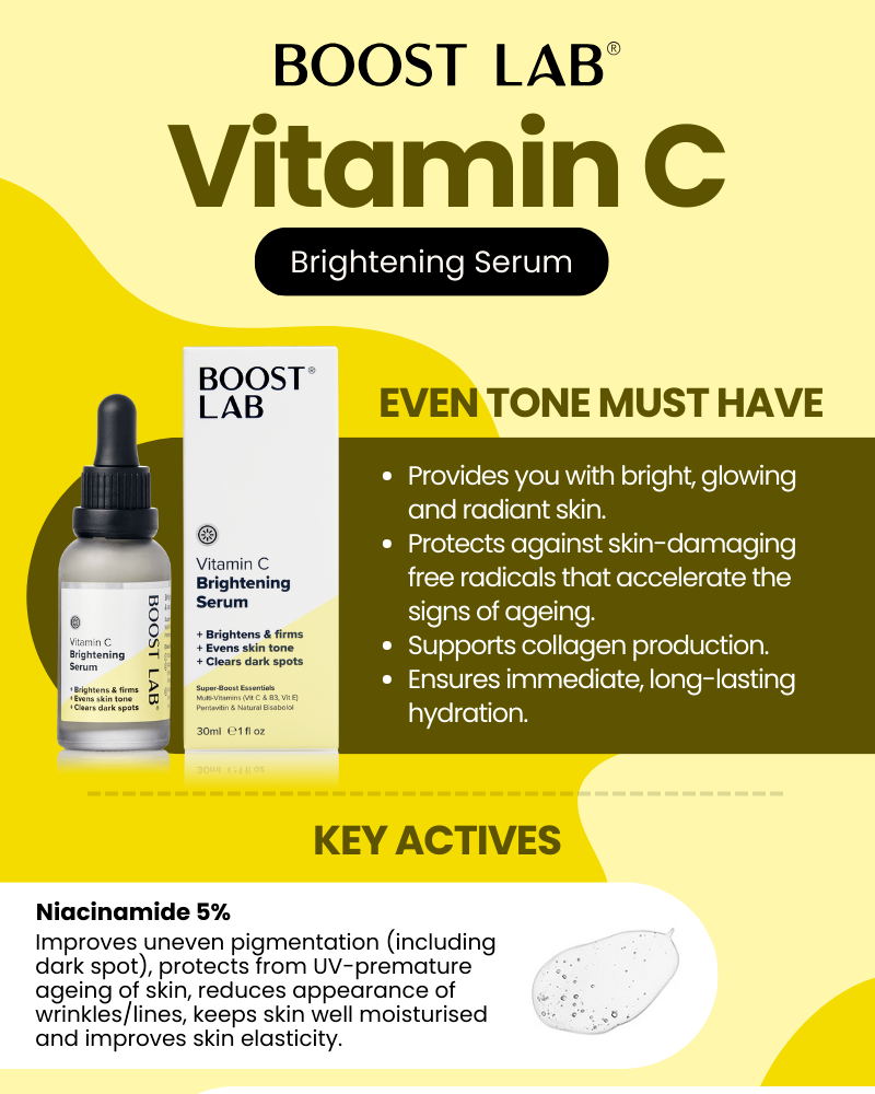 BOOST LAB Vitamin C Brightening Serum 30ML w/ Niacinamide, fade dark ...