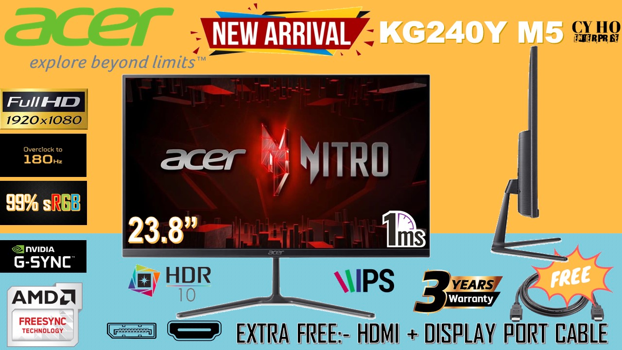 ACER NITRO QG270 27 S3 27"/ QG240Y S3 23.8" GAMING MONITOR 16:9 VA ...