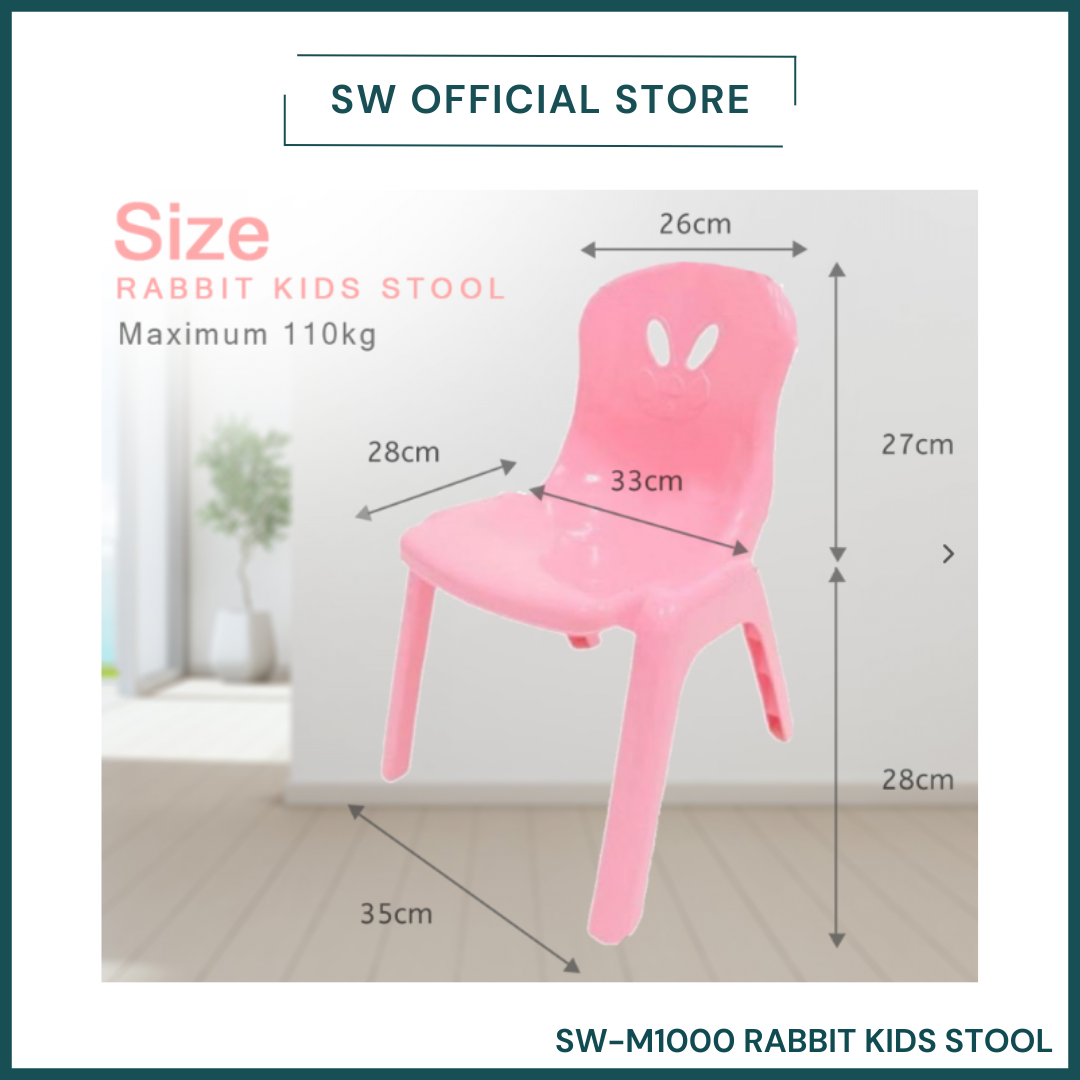 SWI Rabbit Kid Plastic Chair Stool/ Baby chair/ Kanak Kerusi/ Cute ...