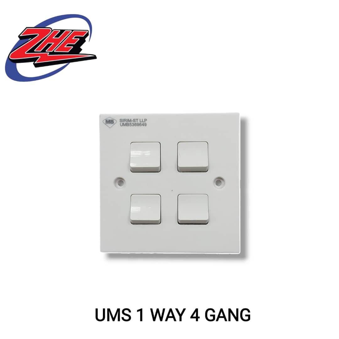 UMS 10A PVC 1 WAY 1 GANG 2 GANG 3 GANG 4 GANG WALL SWITCH BUTTON SOKET ...