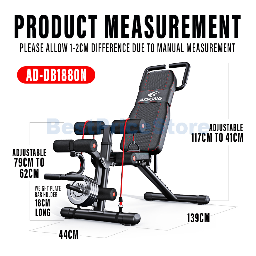 BPS FEXPERT FWM Dumbbell Sit Up Bench FOLDABLE Fitness Workout Weight ...
