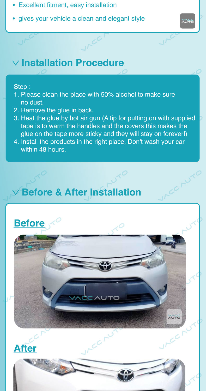 Toyota Vios (3rd Gen) Front Bumper Chrome Lining Front Grille Bumper ...