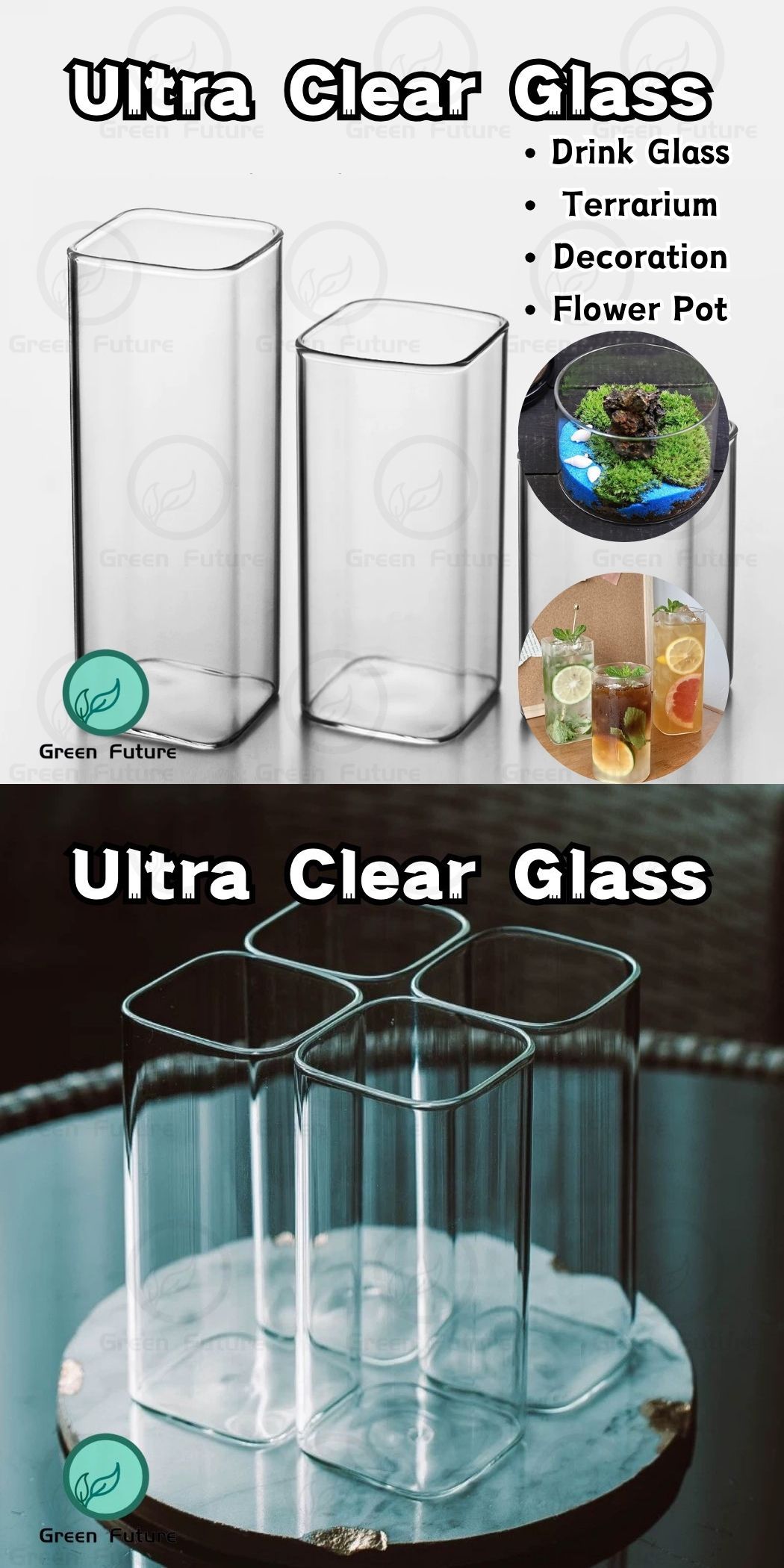 GLASS Nordic Transparent Home Office Display Deco Flower Glass Vase Dry ...