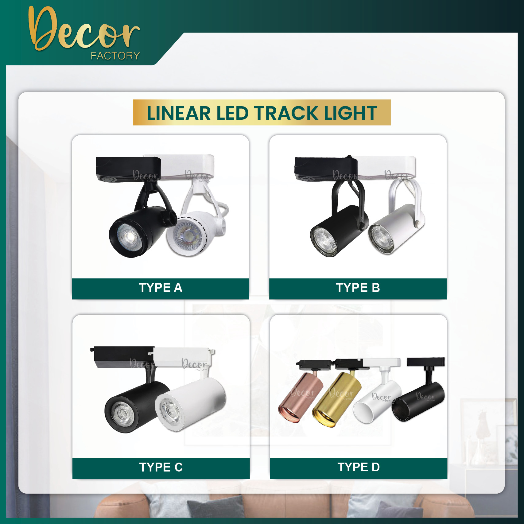Track Light Lampu Track Light Gold Indoor Spotlight Holder GU10 MR16 ...