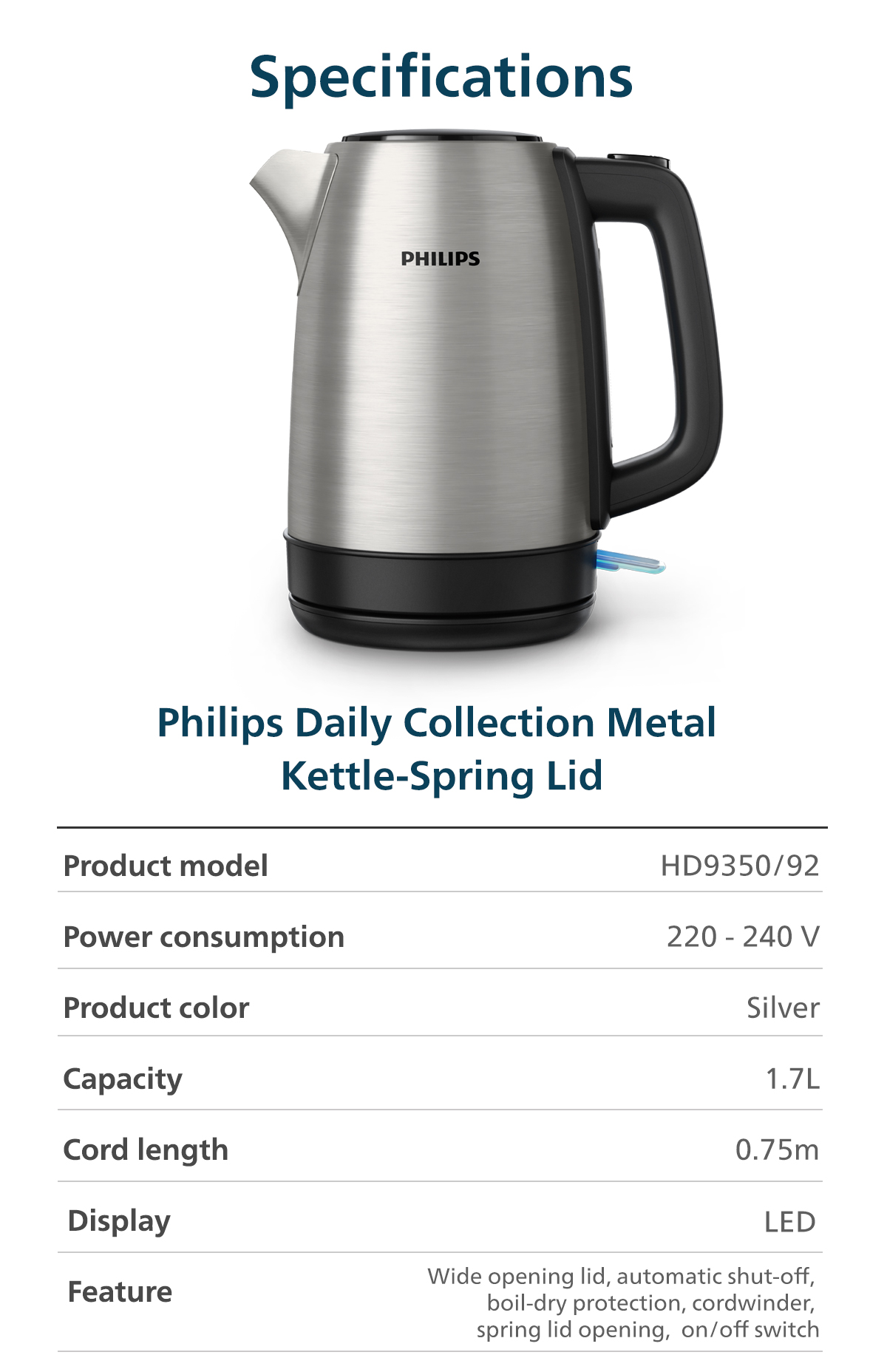 Philips Daily Collection Kettle HD9350 | HD9350/92 | Shopee Malaysia