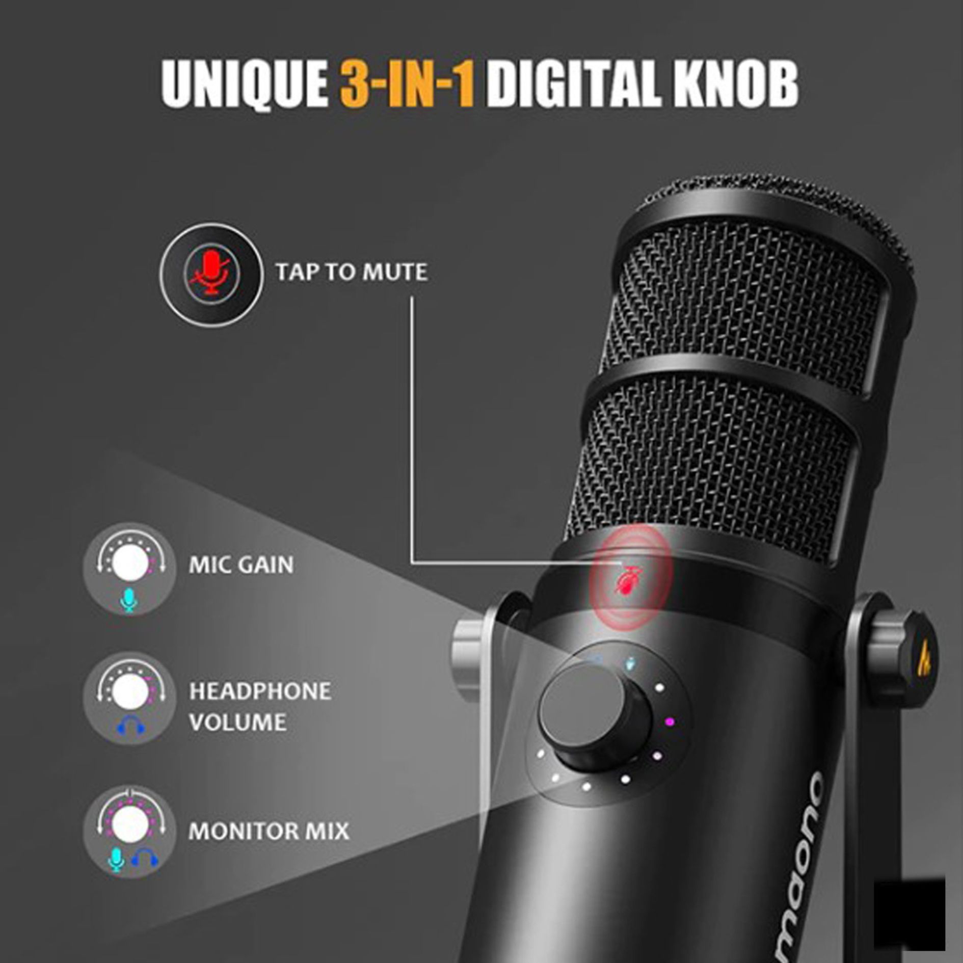 MAONO PD400X USB/XLR Dynamic Microphone with Boom Arm PD 400X PD-400X PD-400-X MH-601 MH601 MH ...