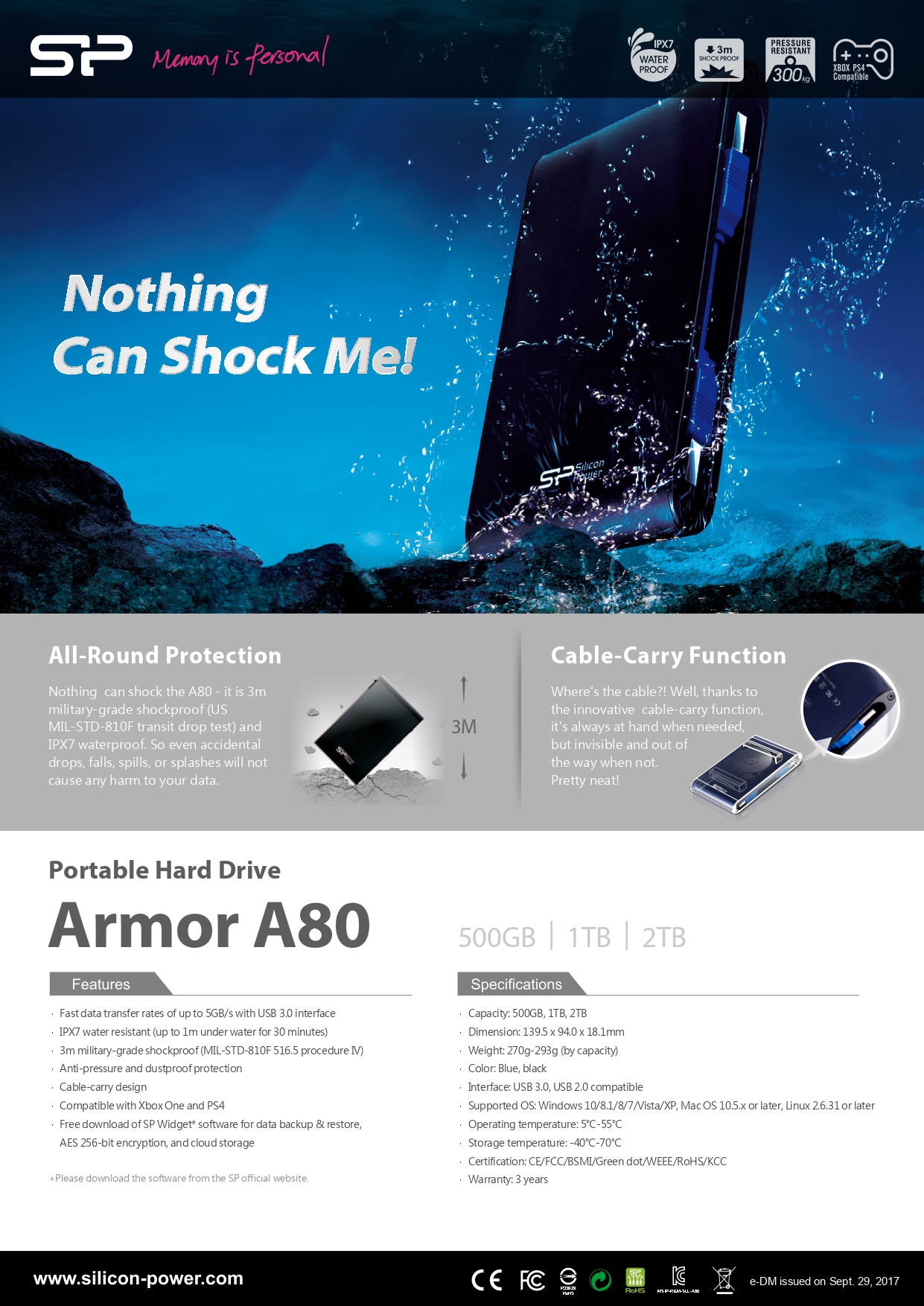 Silicon Power A80 Portable External Hard Disk-Black/Blue (1TB/2TB ...