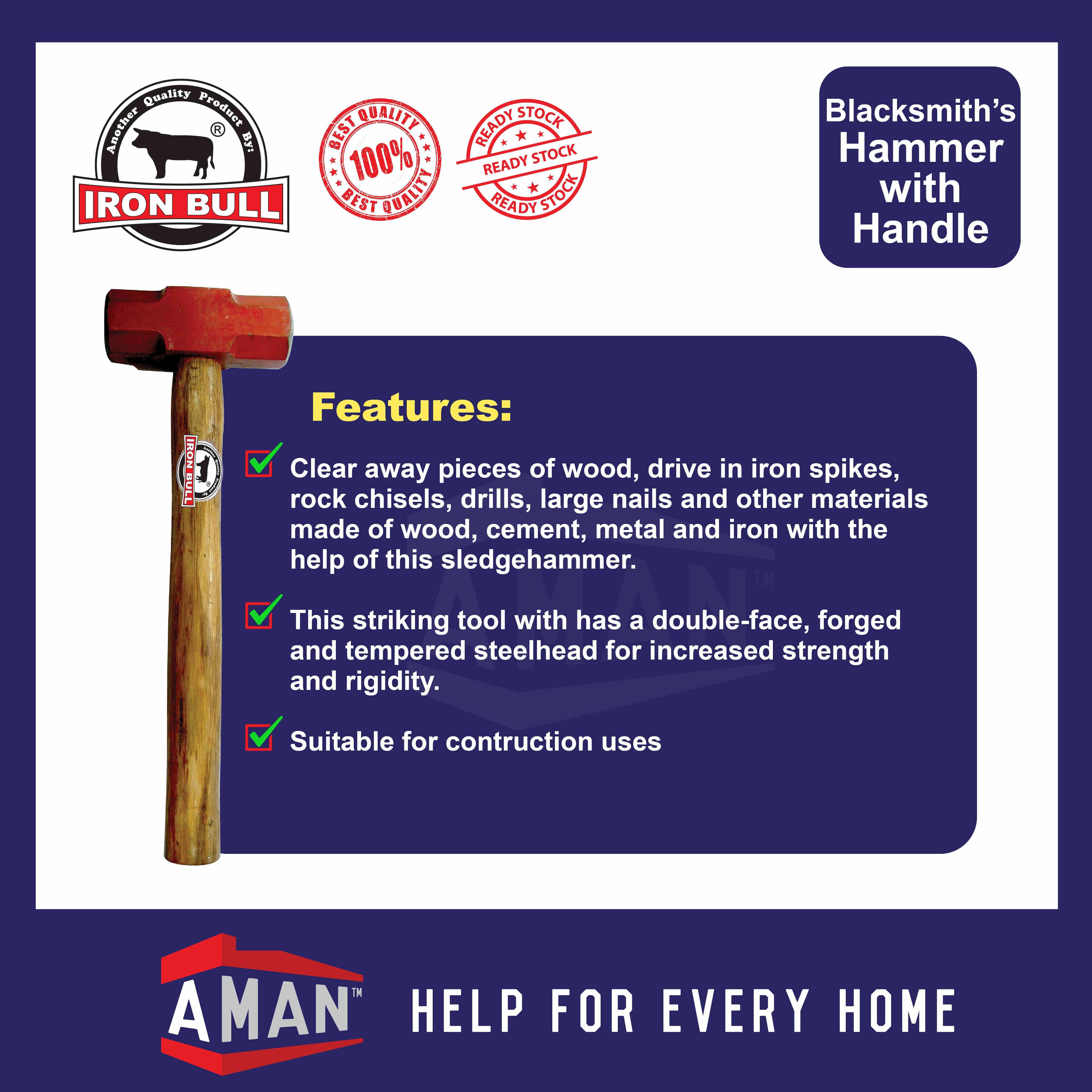 IRON BULL 8LB Blacksmith Hammer Sledge Hammer Sledgehammer Stoning ...