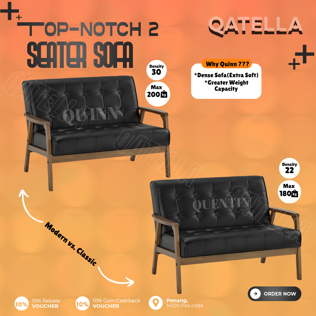 Qatella (Europe Export Quality) Quinn and Quentin 2 seater sofa/Seater Sofa Set/1+2+3 SofaSet/PU ...