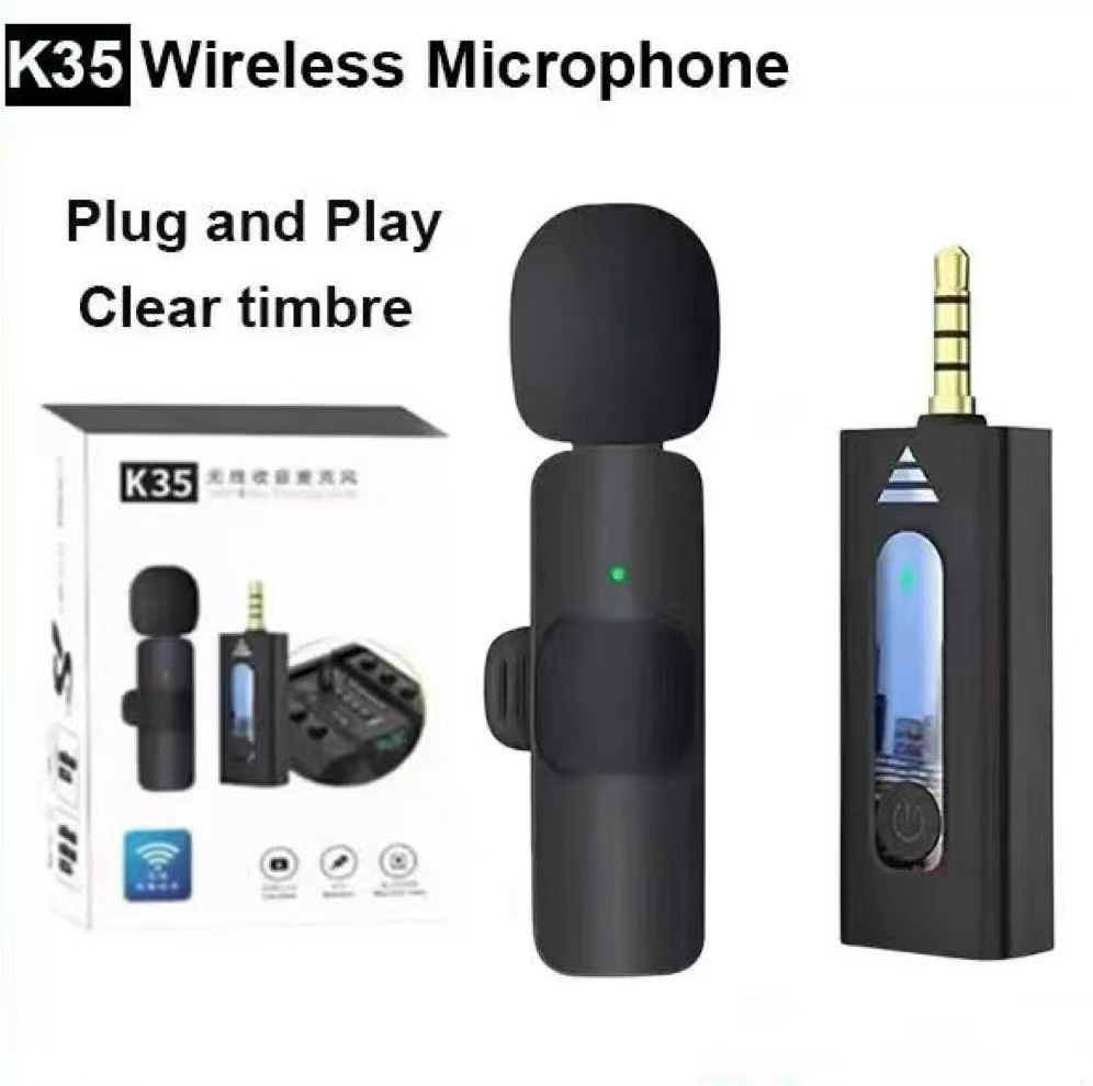 K35 K9 Dual Wireless Microphone for Phones Laptop Collar Microphone for YouTube Vlogging ...