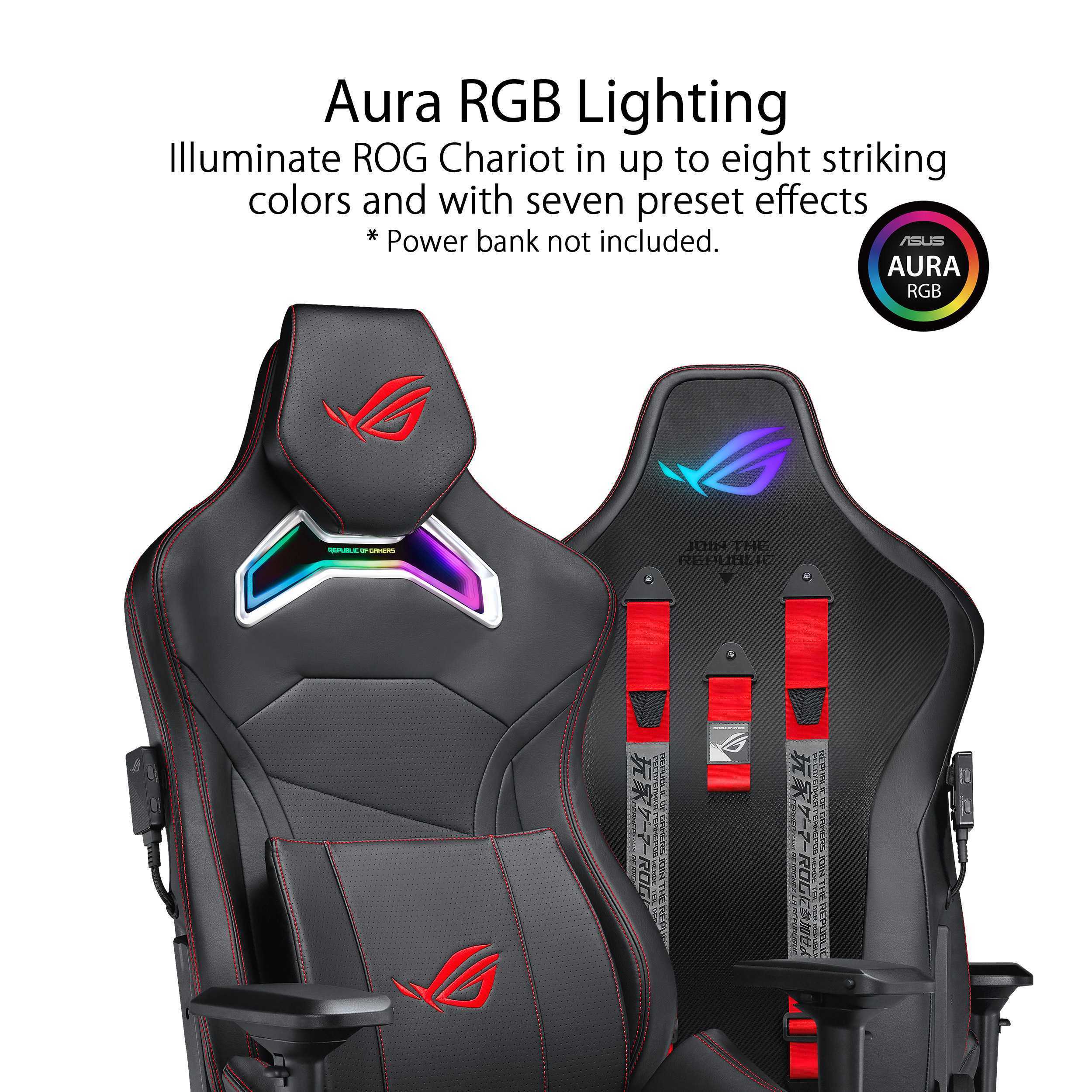 ROG SL300C Chariot RGB gaming chair in racing car style featuring ...