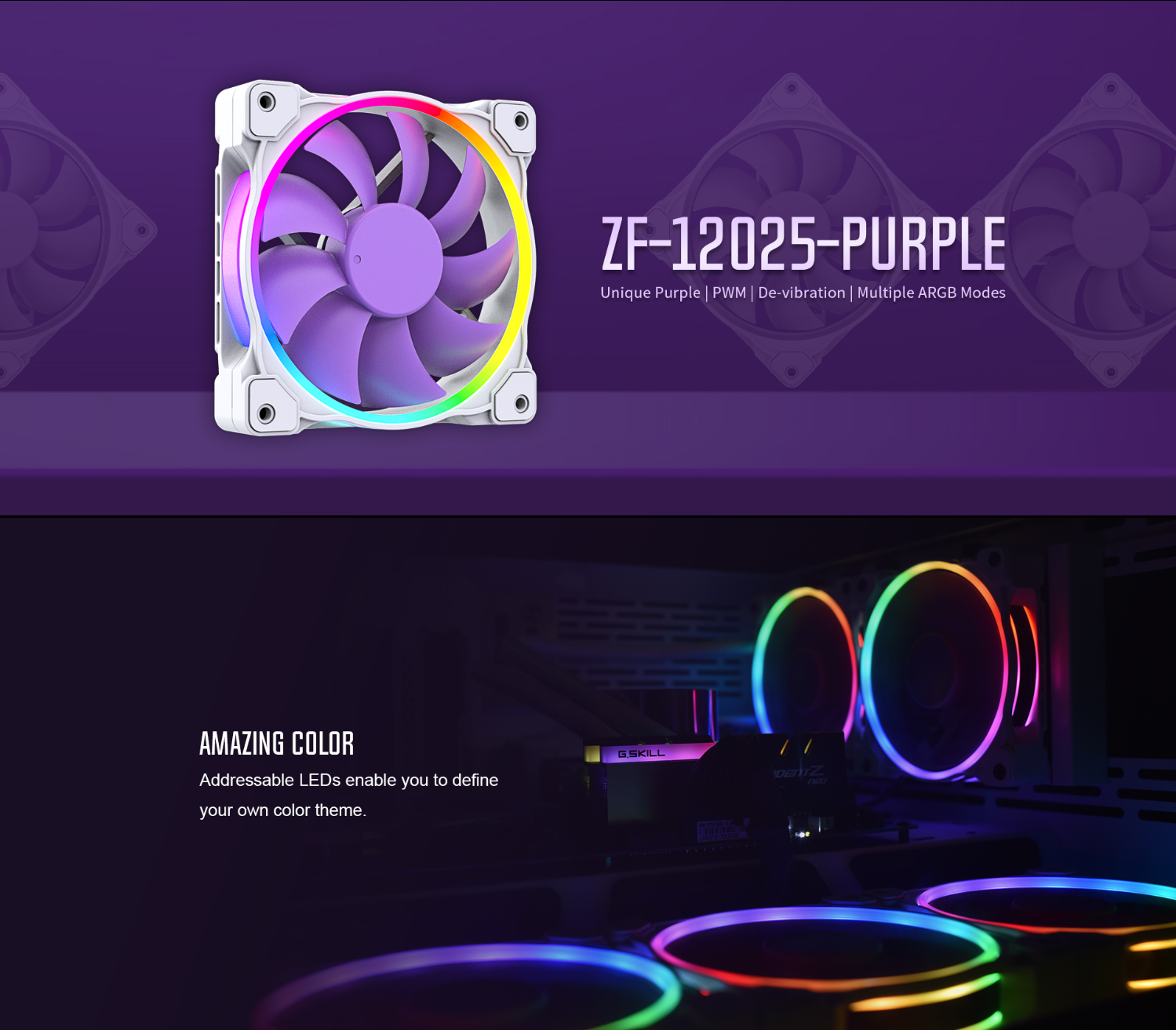 ID-COOLING ZF-12025 120 ARGB Pink / Purple Chassis Fan # IDC-ZF-12025 ...