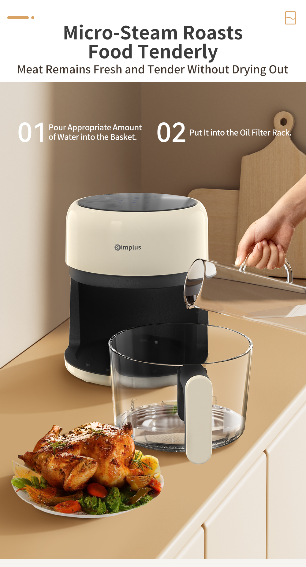 Simplus Air Fryer | 4.5L Ideal Capacity | 1200W Power l LCD Touchscreen ...