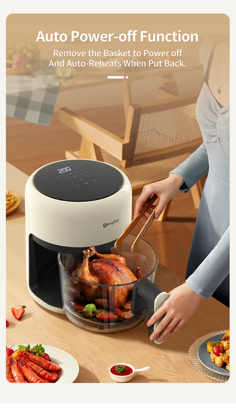 Simplus Air Fryer | 4.5L Ideal Capacity | 1200W Power l LCD Touchscreen ...