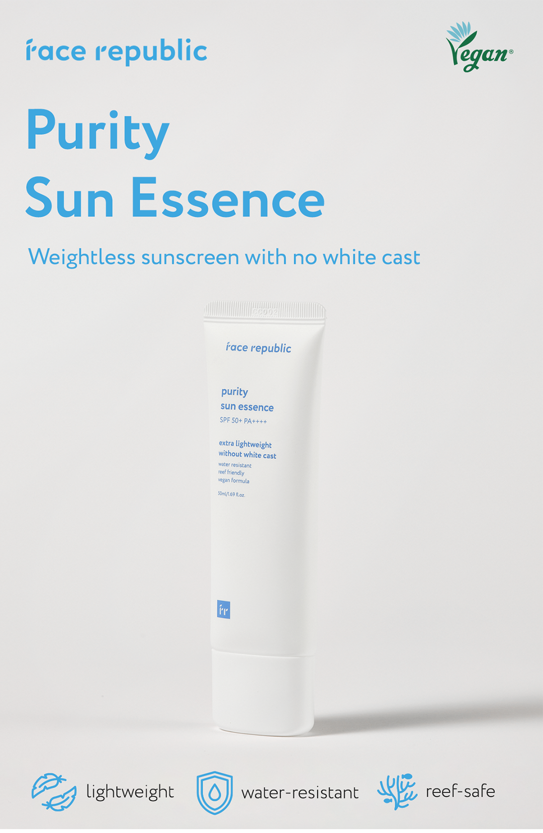 Face Republic Purity Sun Essence SPF50+ PA++++ 50ml [Lightweight, Water ...