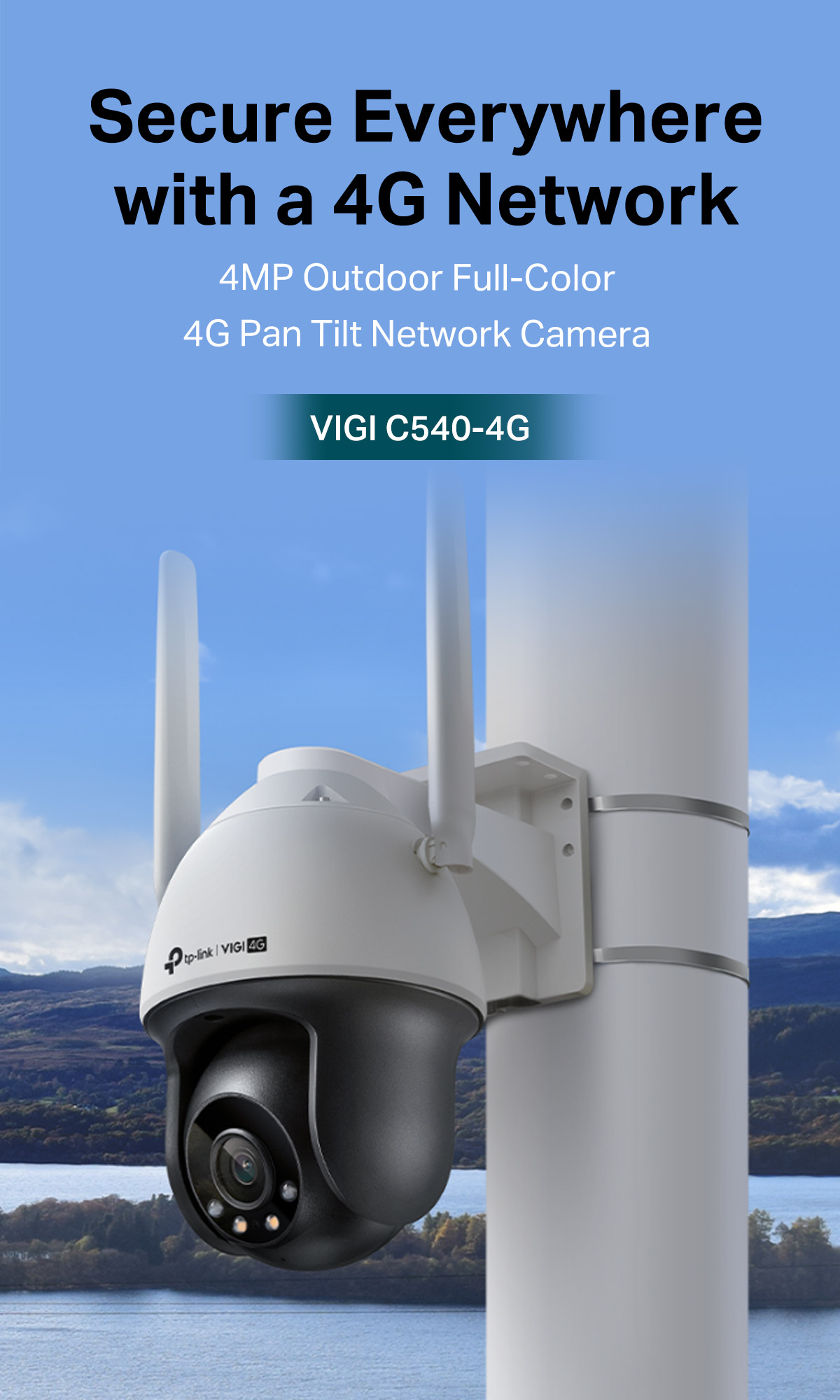 TP-Link VIGI C540-4G 4G SIM Card 4MP CCTV Camera Outdoor IP66 Waterproof Pan Tilt Full-Color ...