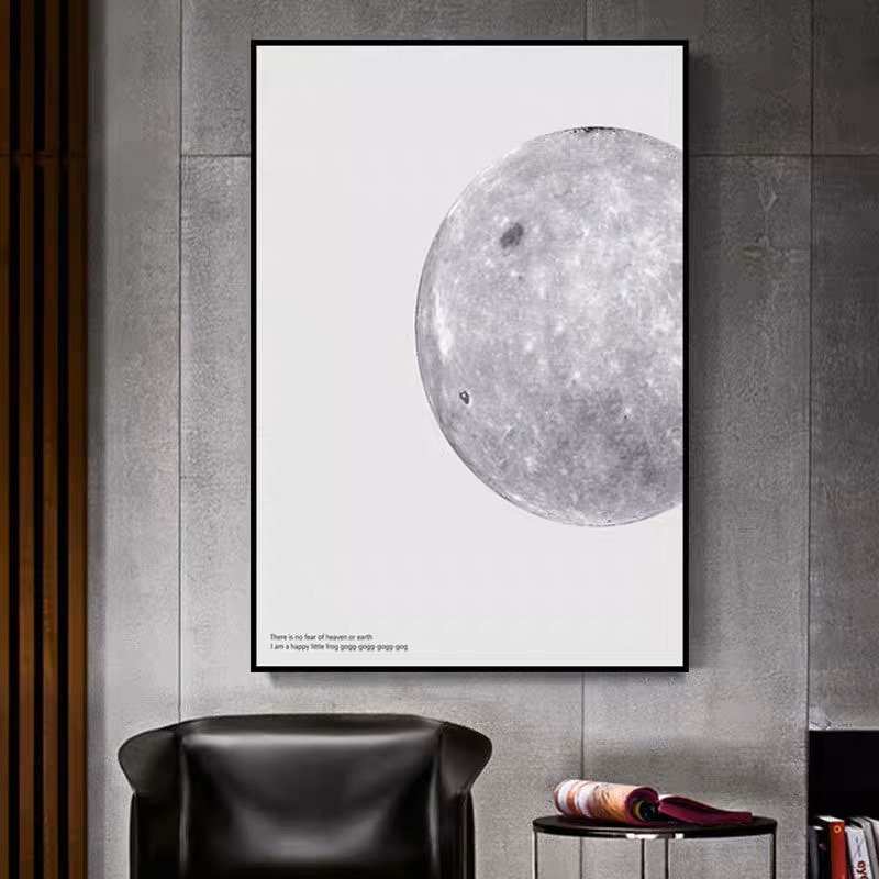 SamSpace Moon Canvas Wall Art Black Frame Nordic Decoration Poster ...